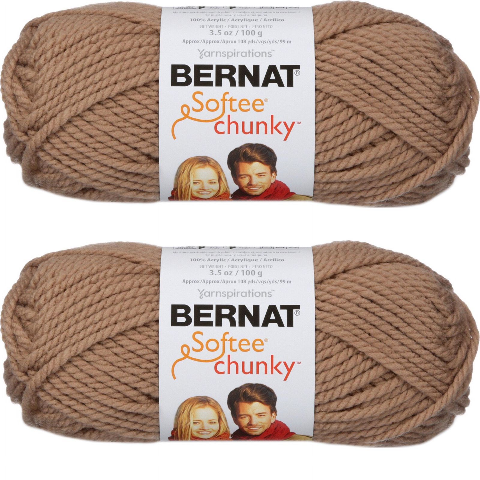 Spinrite Bernat Softee Chunky Yarn-Soft Taupe, 1 Pack of 2 Piece ...