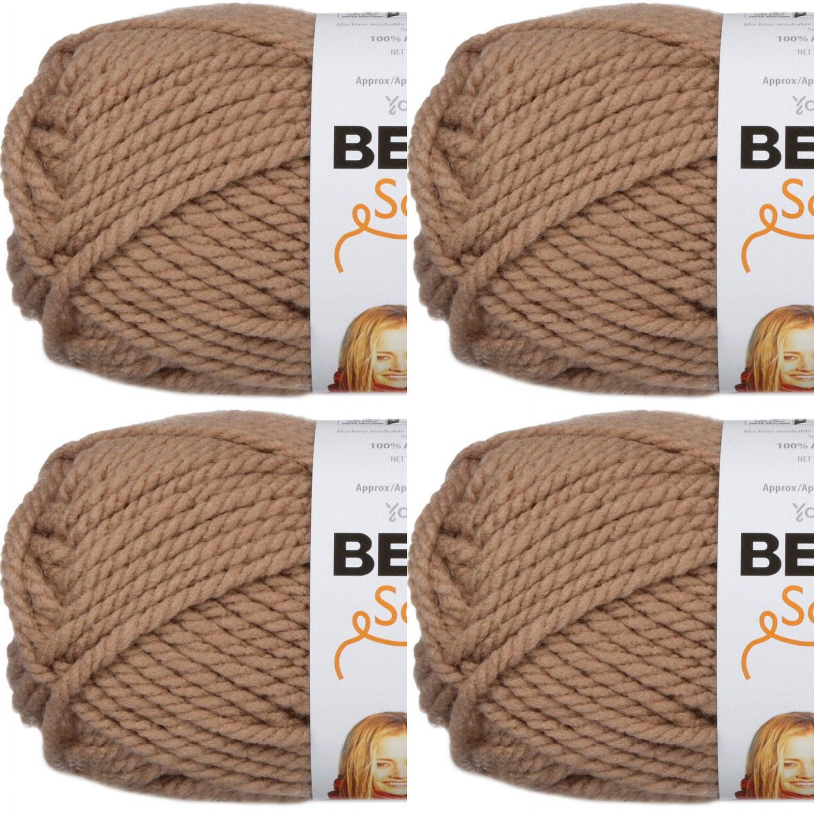 Spinrite Bernat Softee Chunky Yarn - Soft Taupe, 1 Pack of 4 Piece ...