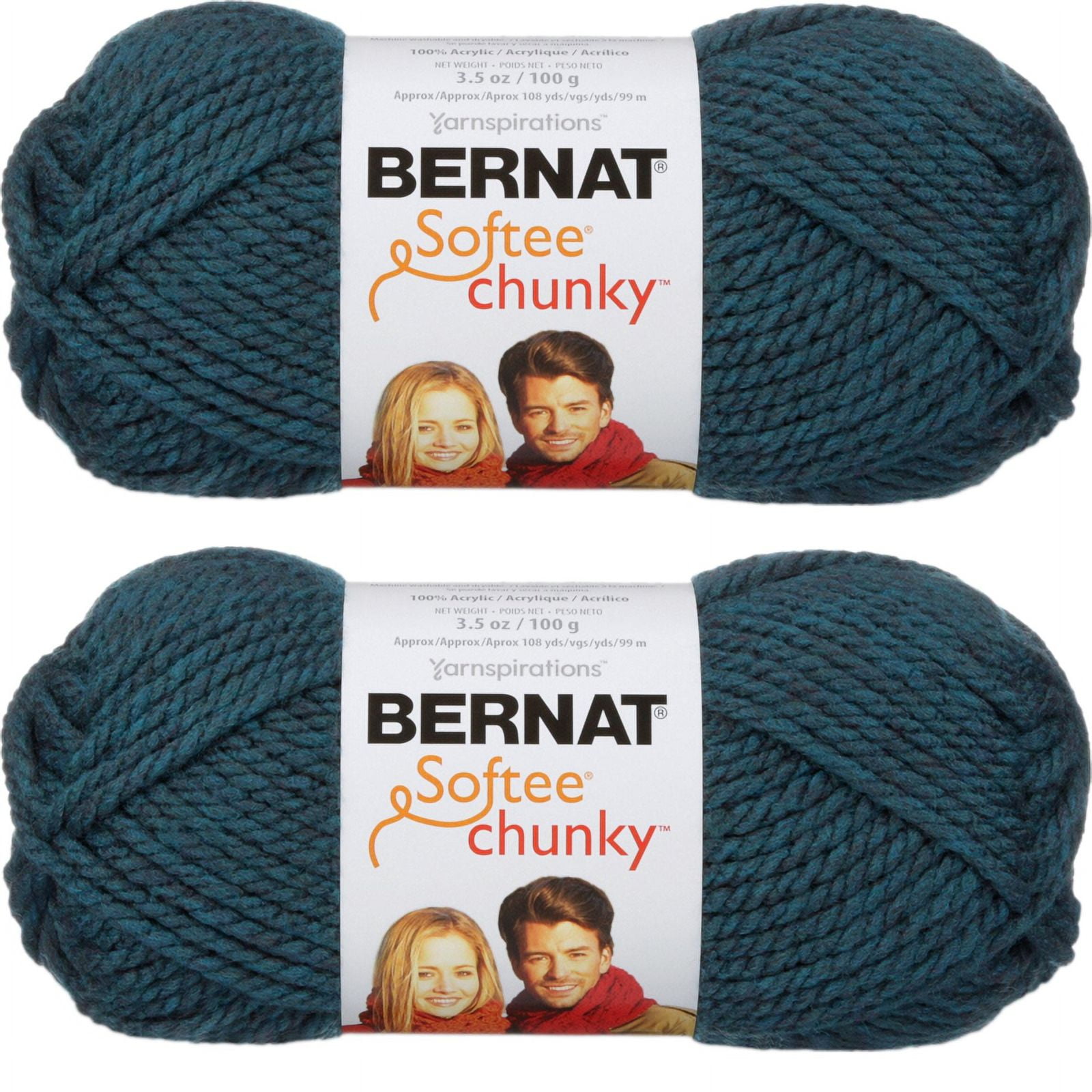 Spinrite Bernat Softee Chunky Yarn - Teal, 1 Pack of 2 Piece - Walmart.com