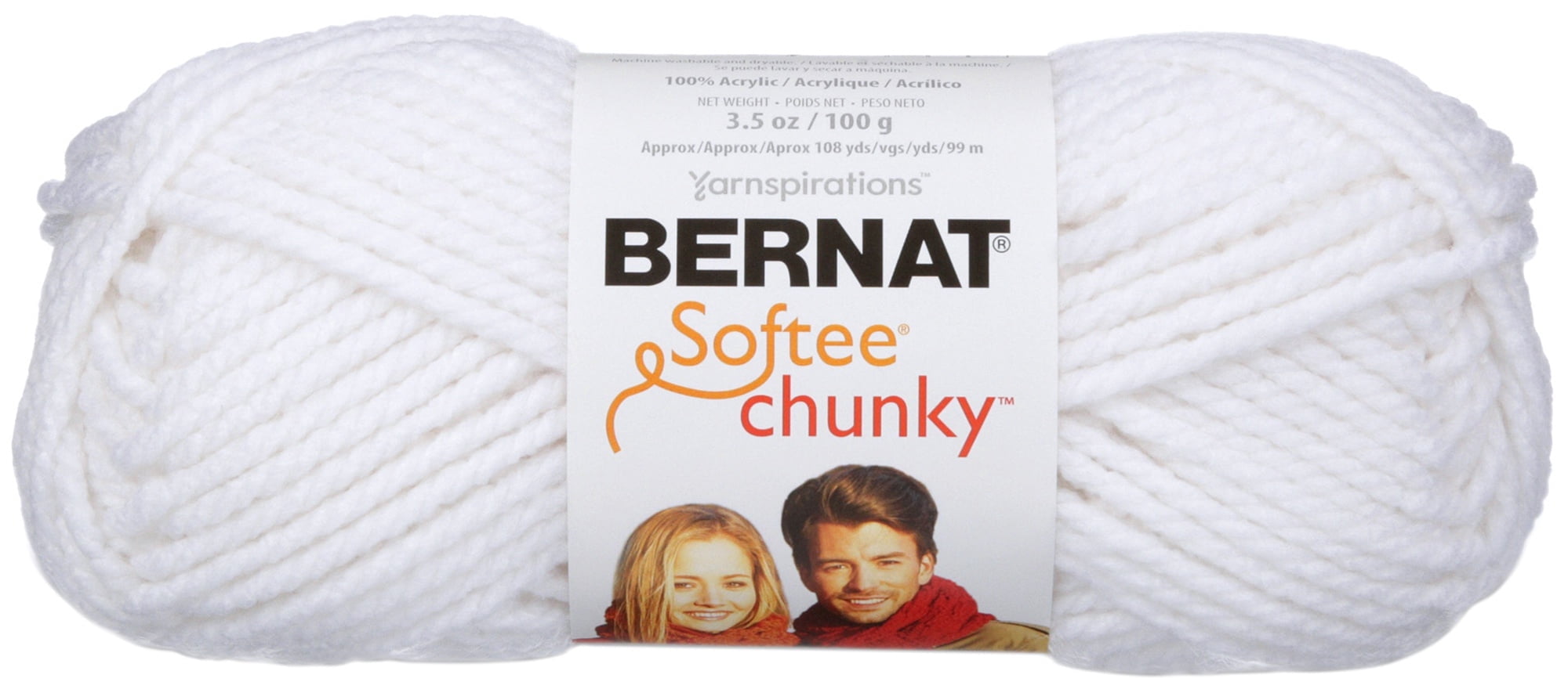 Spinrite Bernat Softee Chunky Yarn-White, 1 Pack of 6 Skein - Walmart.com