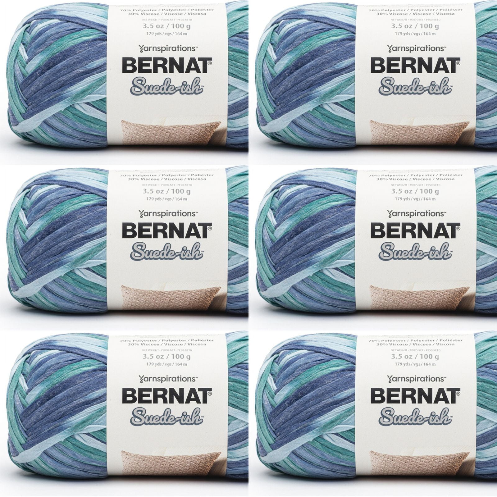 Spinrite Bernat Suede - ish Yarn - Ocean Waves, 1 Pack of 6 Piece ...