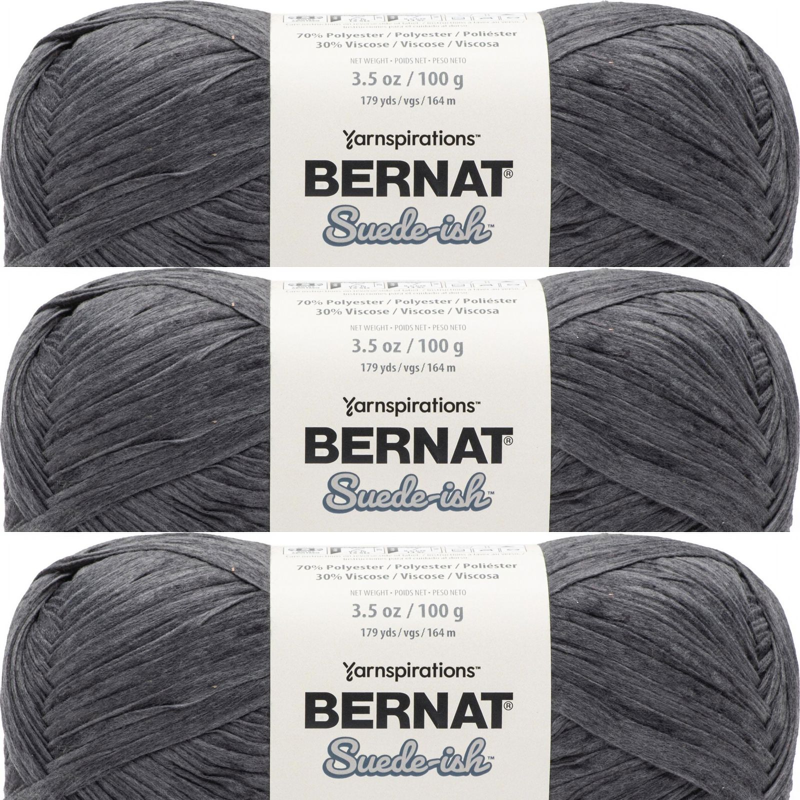 Spinrite Bernat Suede - ish Yarn - Soot, 1 Pack of 3 Piece - Walmart.com