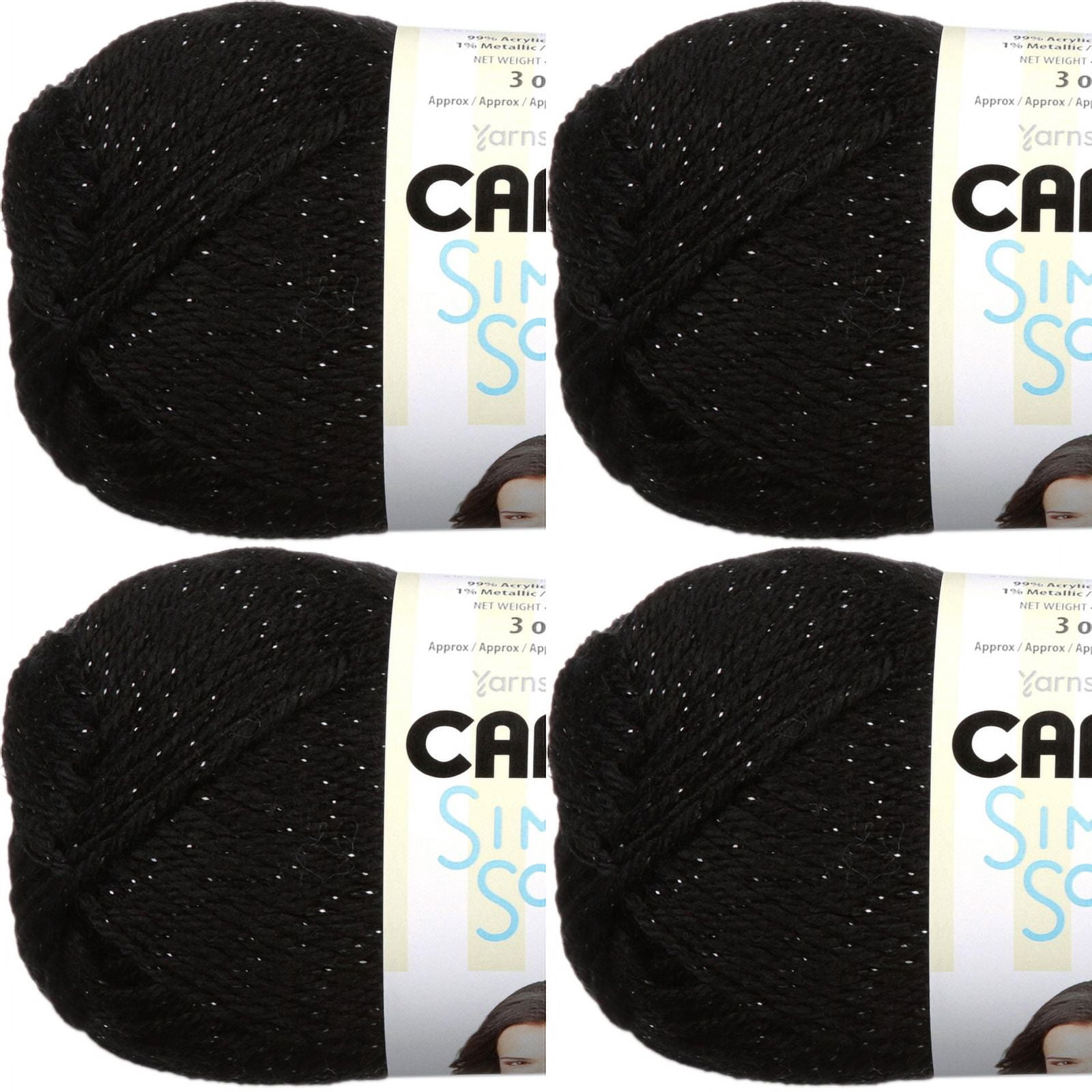 Spinrite Caron Simply Soft Party Yarn - Black Sparkle, 1 Pack of 4 ...