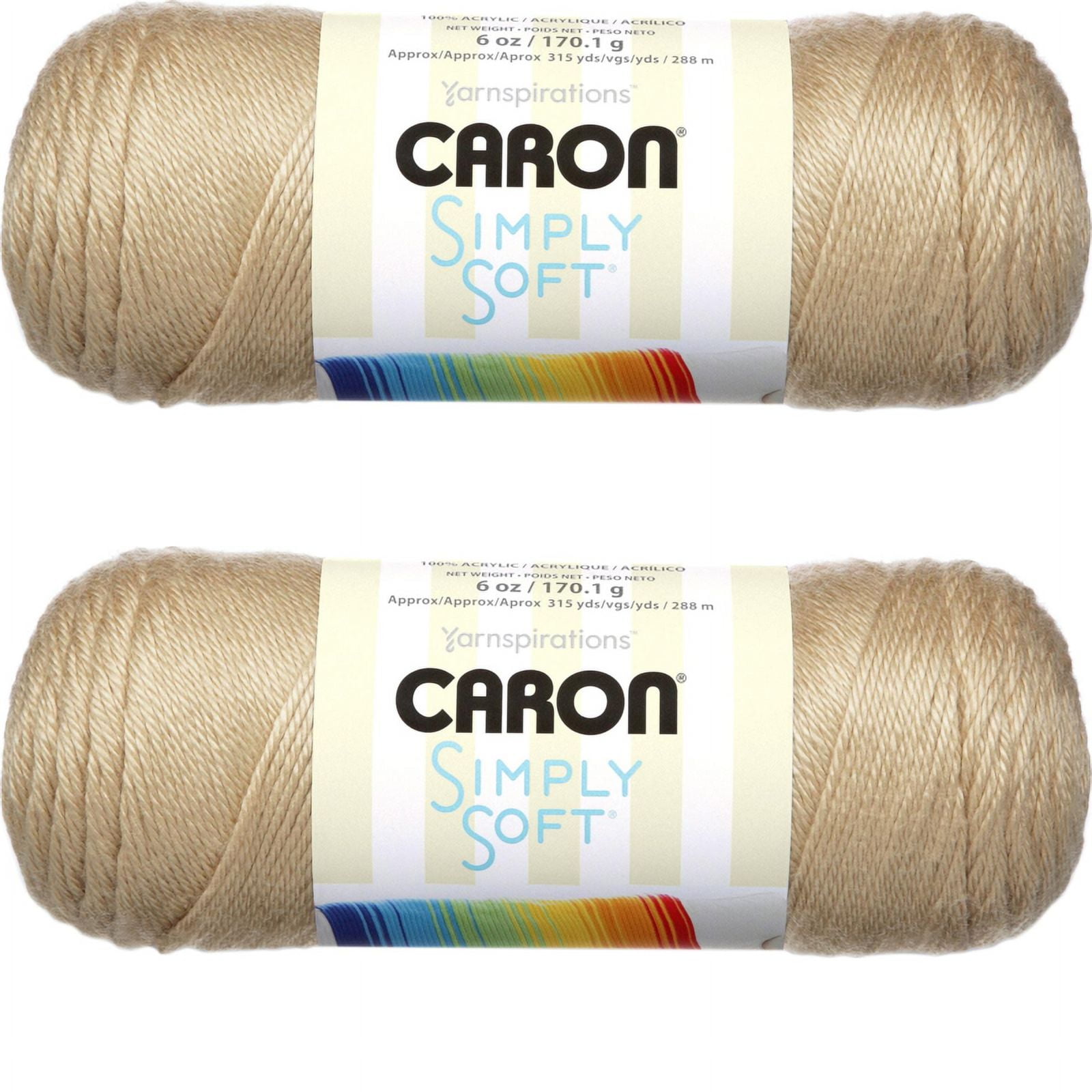 Spinrite Caron Simply Soft Solids Yarn-Bone, 1 Pack of 2 Piece ...