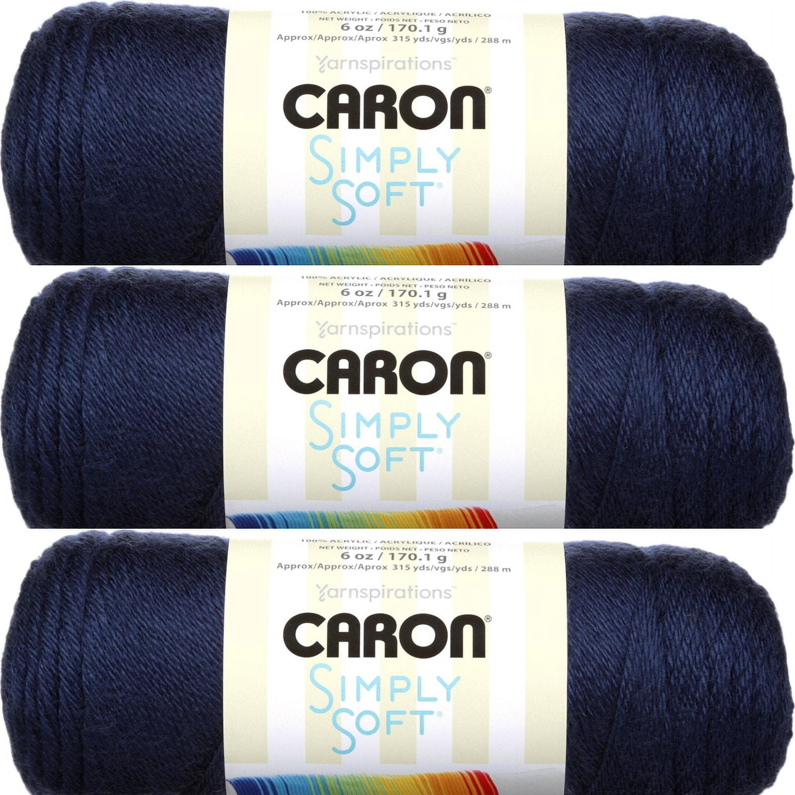 Spinrite Caron Simply Soft Solids Yarn - Dark Country Blue, 1 Pack of 3 ...