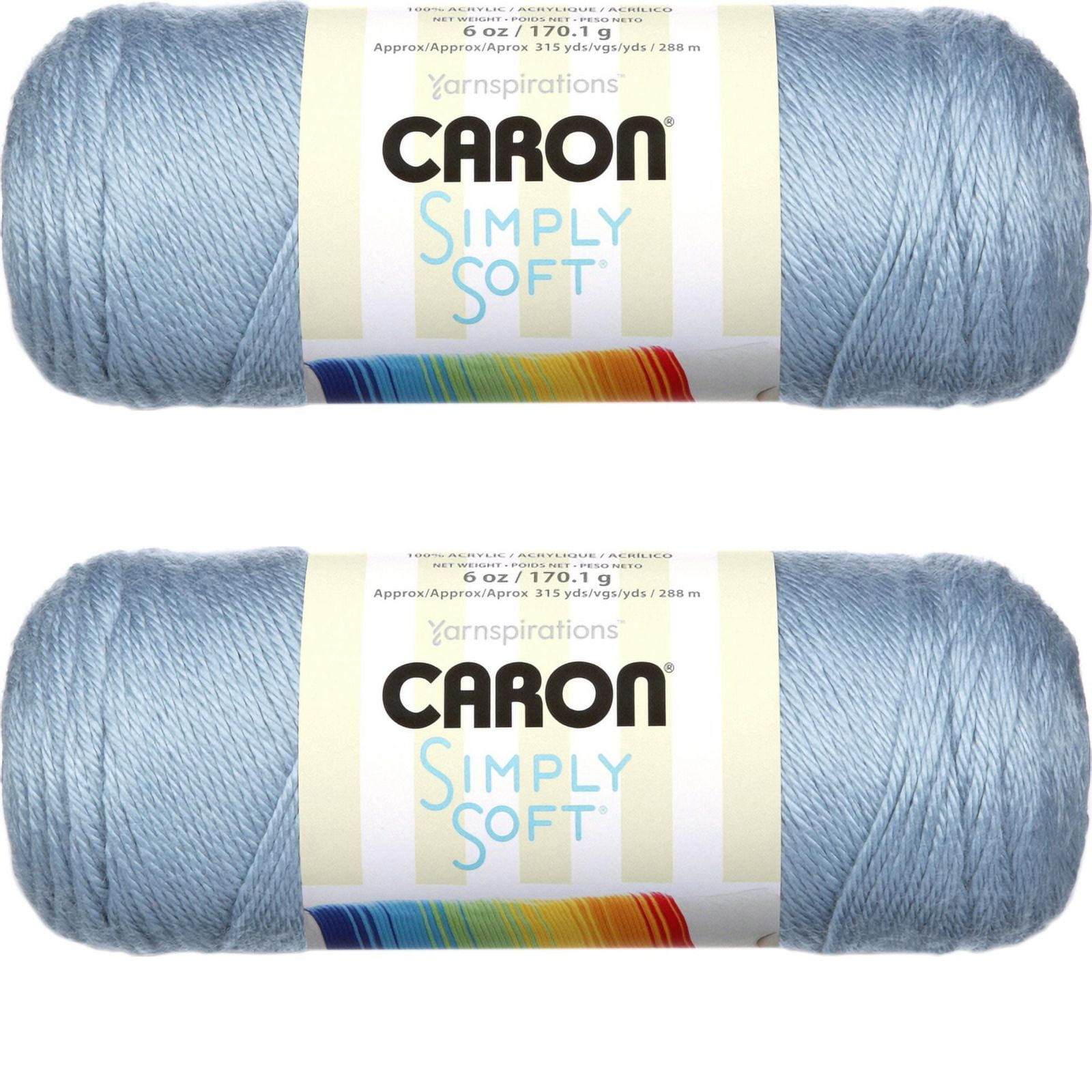 Spinrite Caron Simply Soft Solids Yarn-Light Country Blue, 1 Pack of 2 ...