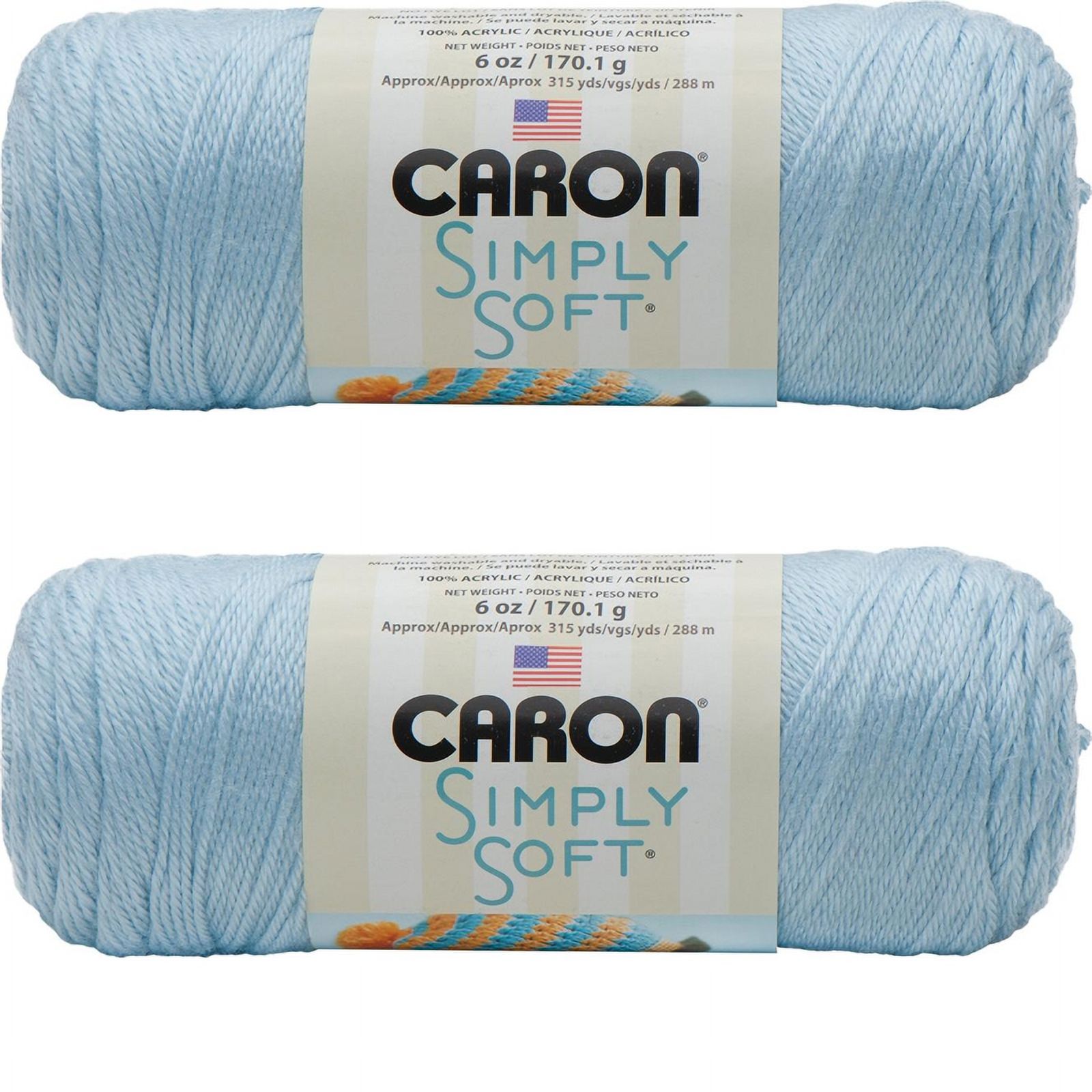 Spinrite Caron Simply Soft Solids Yarn - Soft Blue, 1 Pack of 2 Piece ...