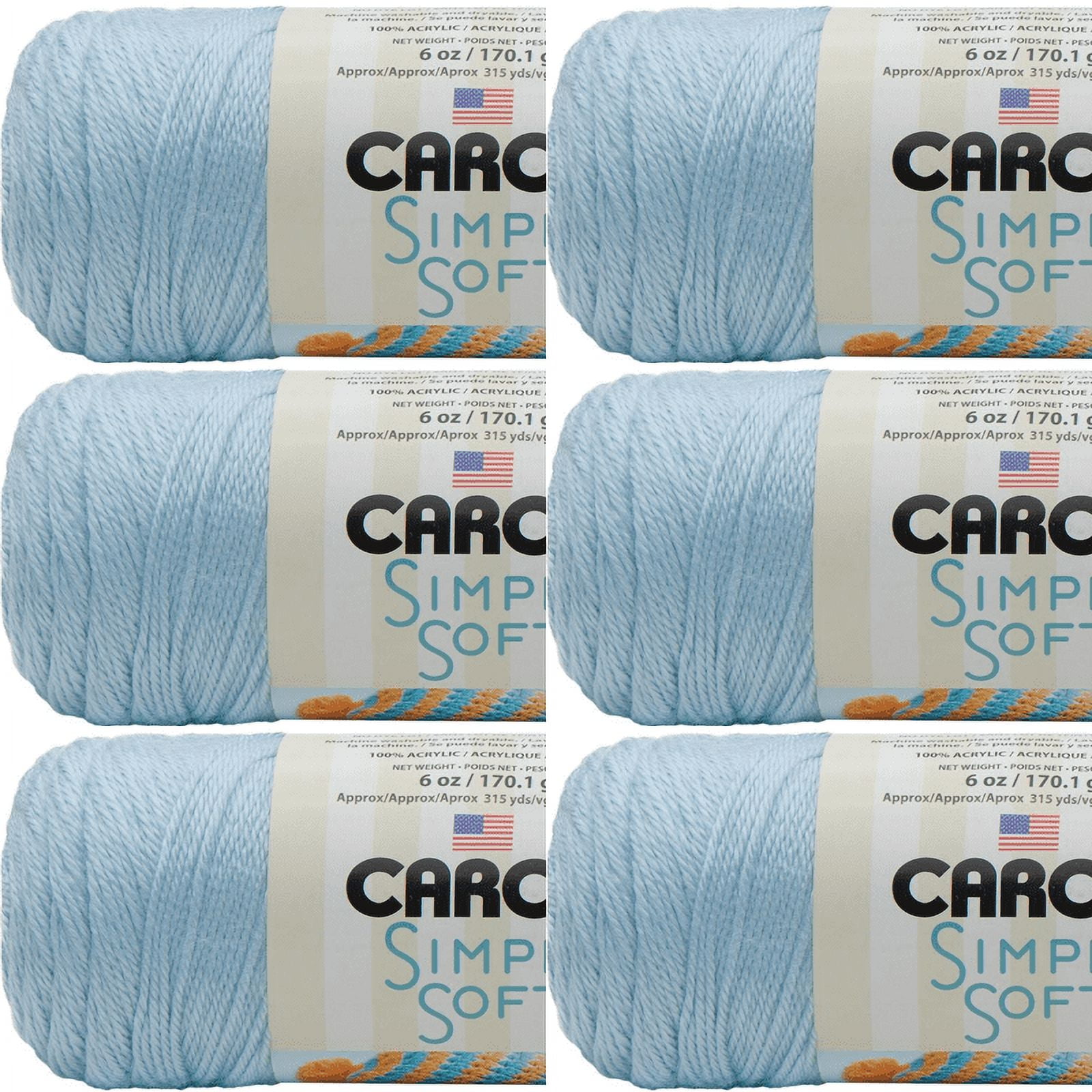 Spinrite Caron Simply Soft Solids Yarn - Soft Blue, 1 Pack of 6 Piece ...