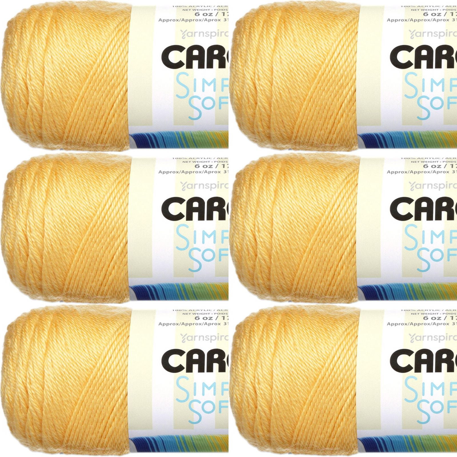 Spinrite Caron Simply Soft Solids Yarn - Sunshine, 1 Pack of 6 Piece ...