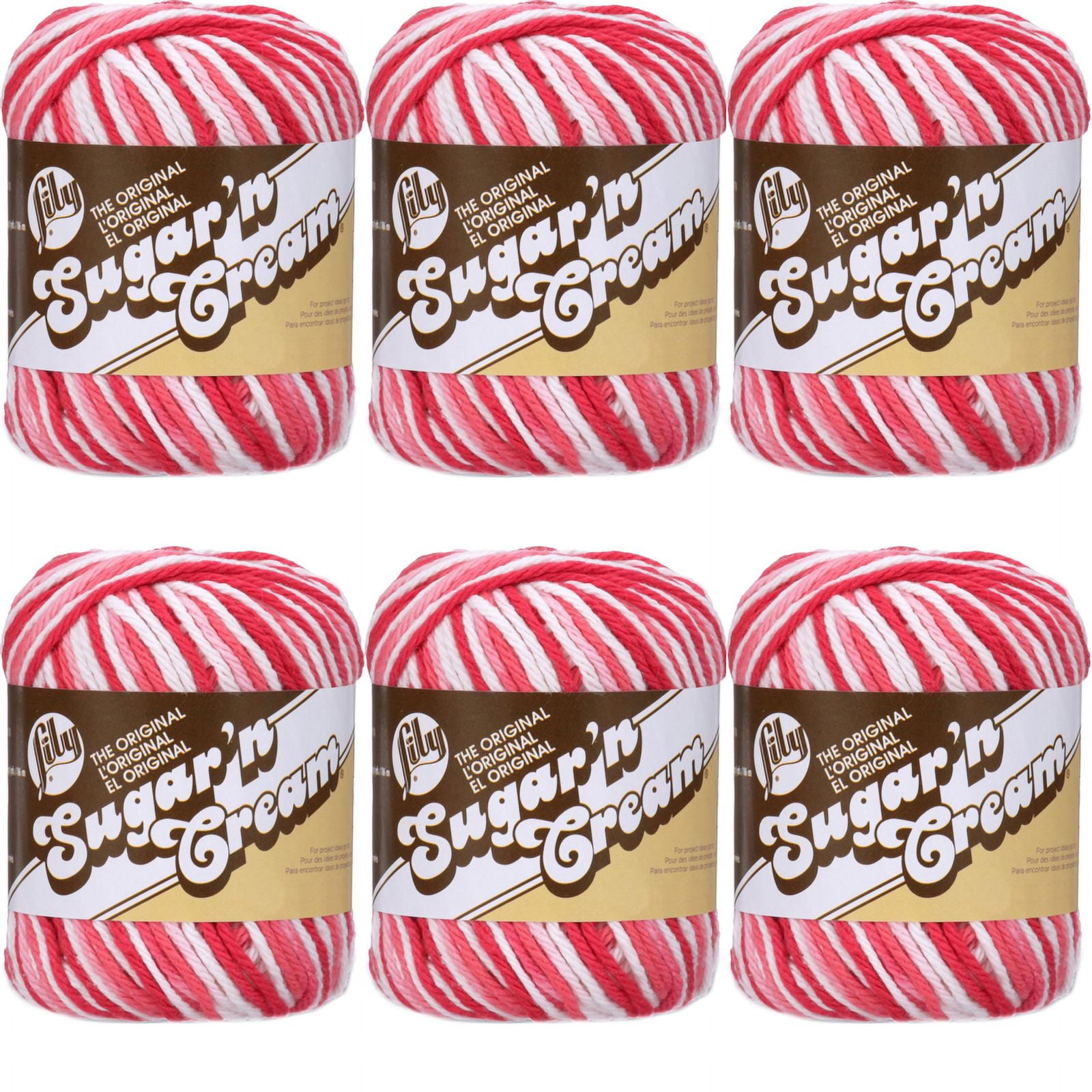 Spinrite Lily Sugar'n Cream Yarn - Ombres-Azalea, 1 Pack of 6 Piece ...