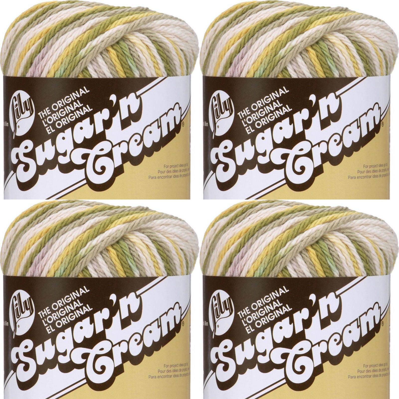 Spinrite Lily Sugar'n Cream Yarn - Ombres - Guacamole, 1 Pack of 4 ...