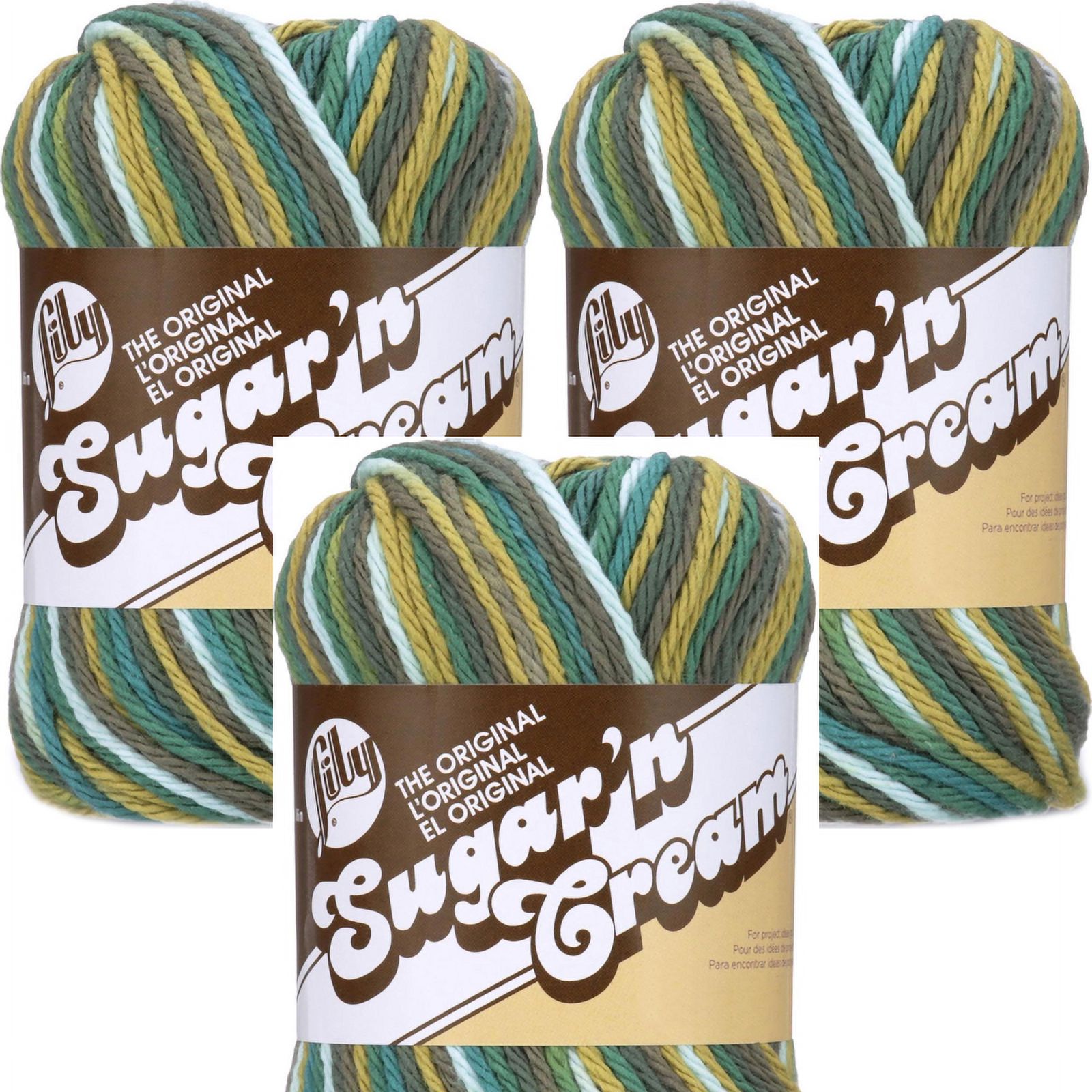 Spinrite Lily Sugar'n Cream Yarn - Ombres - Rickrack, 1 Pack of 3 Piece ...