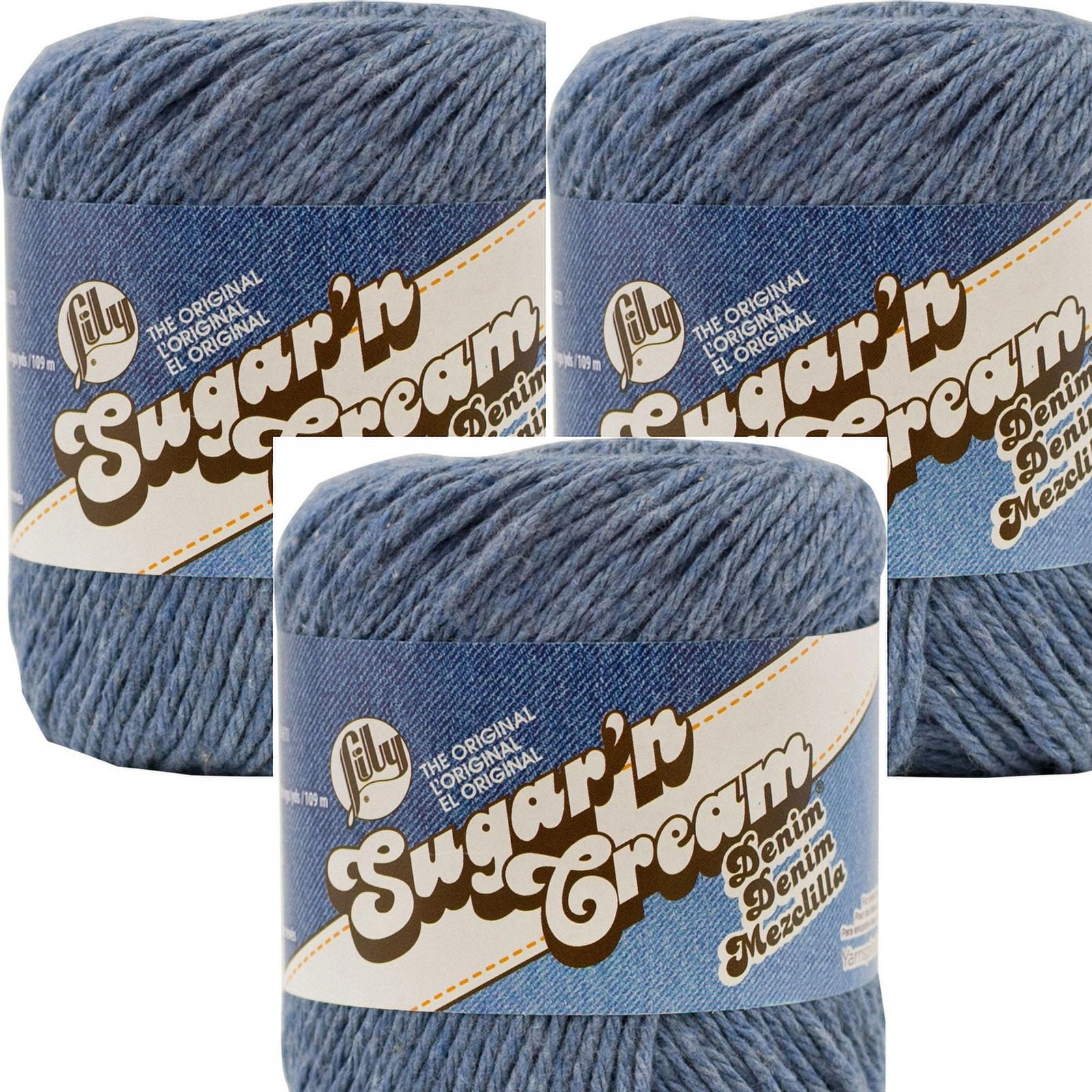 Spinrite Lily Sugar'n Cream Yarn - Solids-Blue Jeans, 1 Pack of 3 Piece ...