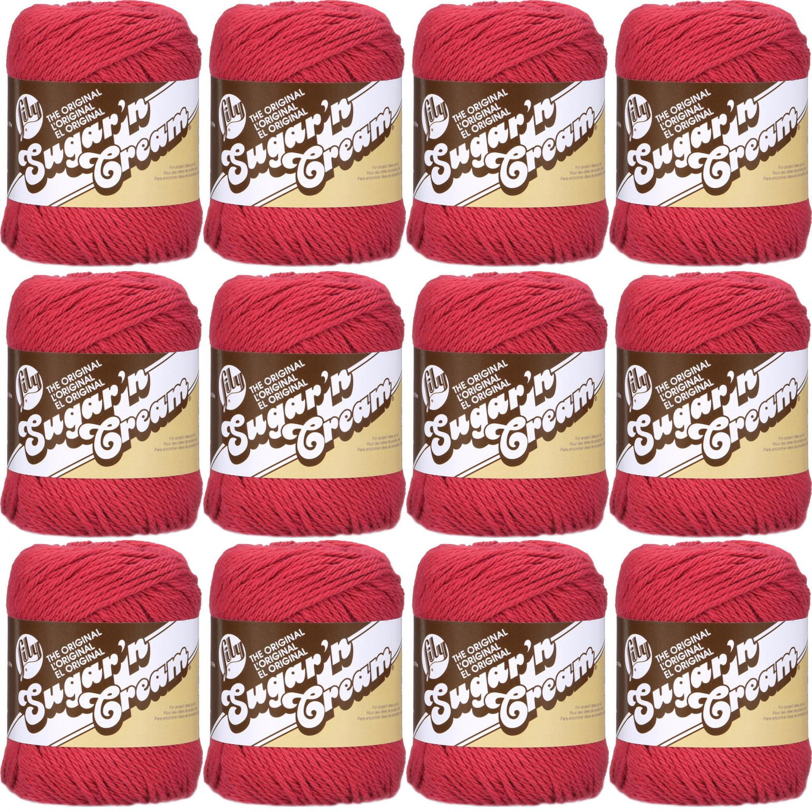 Spinrite Lily Sugar'n Cream Yarn - Solids - Country Red, 1 Pack of 12 ...