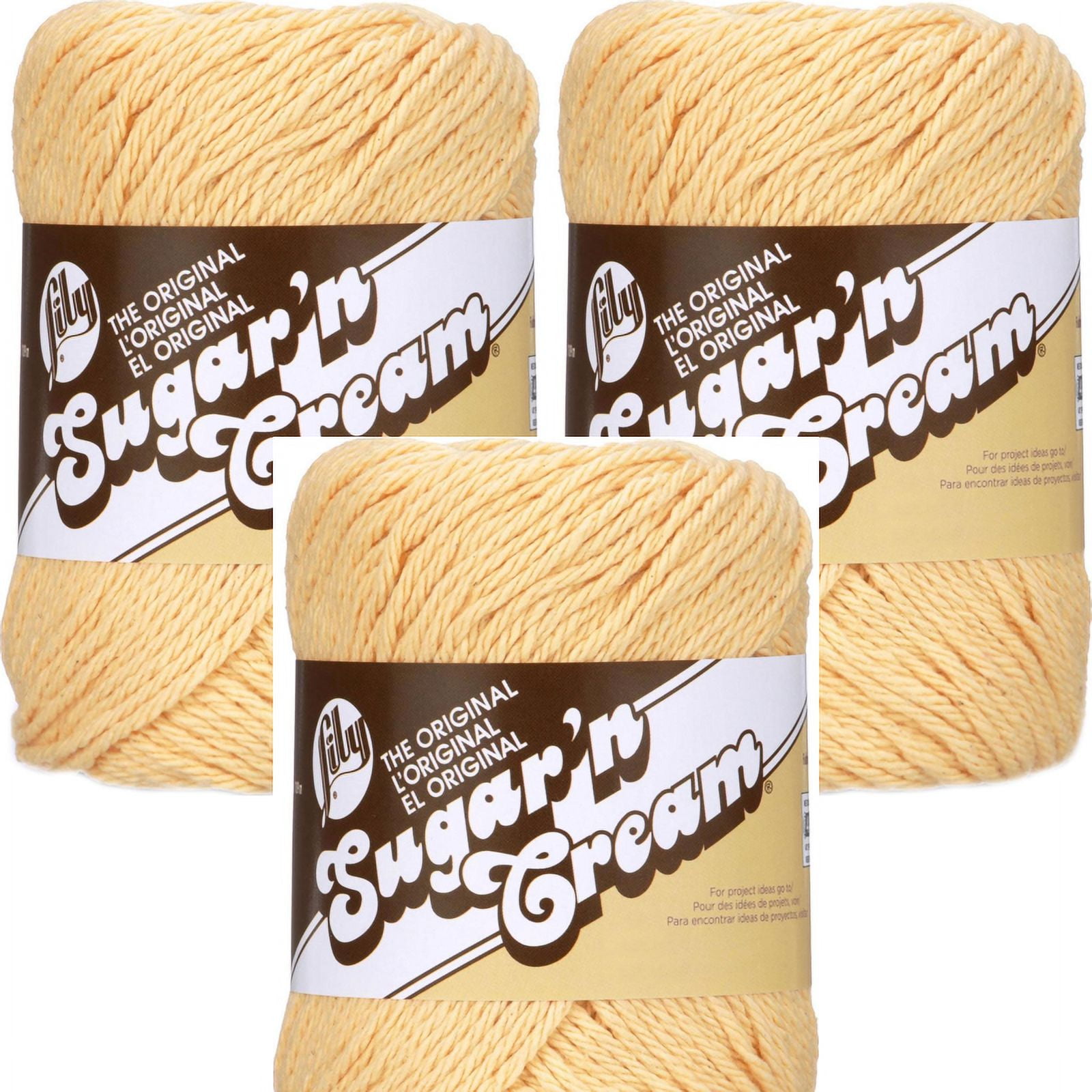 Spinrite Lily Sugar'n Cream Yarn - Solids - Country Yellow, 1 Pack of 3 ...