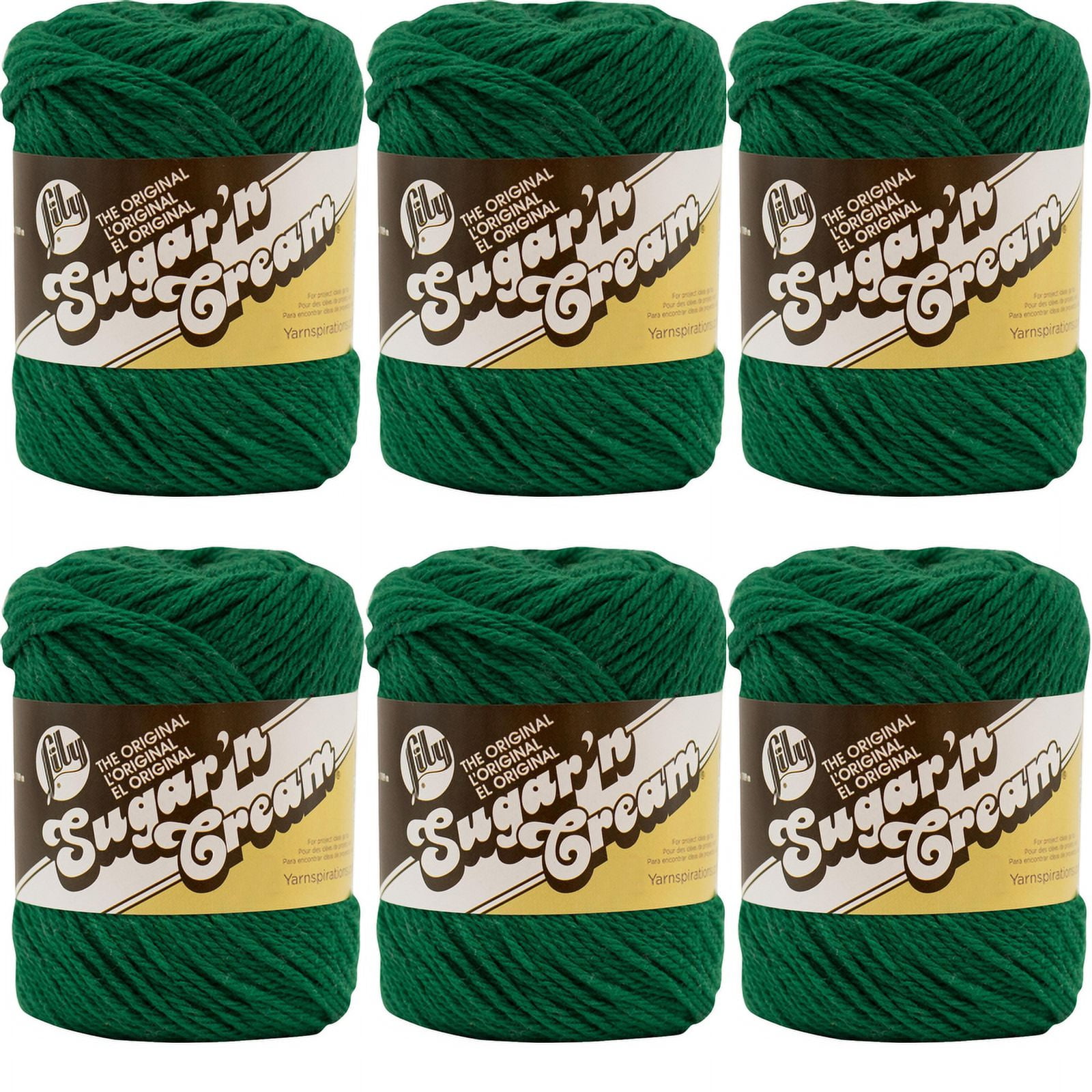 Spinrite Lily Sugar'n Cream Yarn - Solids-Dark Pine, 1 Pack of 6 Piece ...