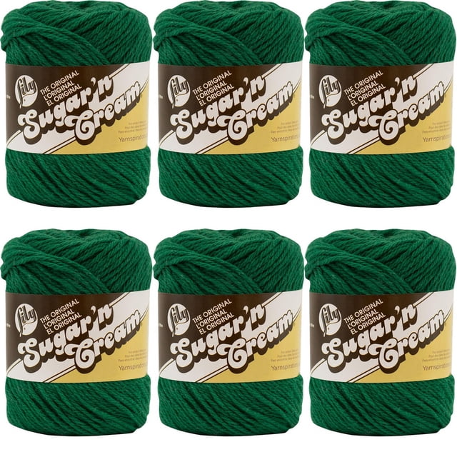 Spinrite Lily Sugar'n Cream Yarn - Solids-Dark Pine, 1 Pack of 6 Piece ...