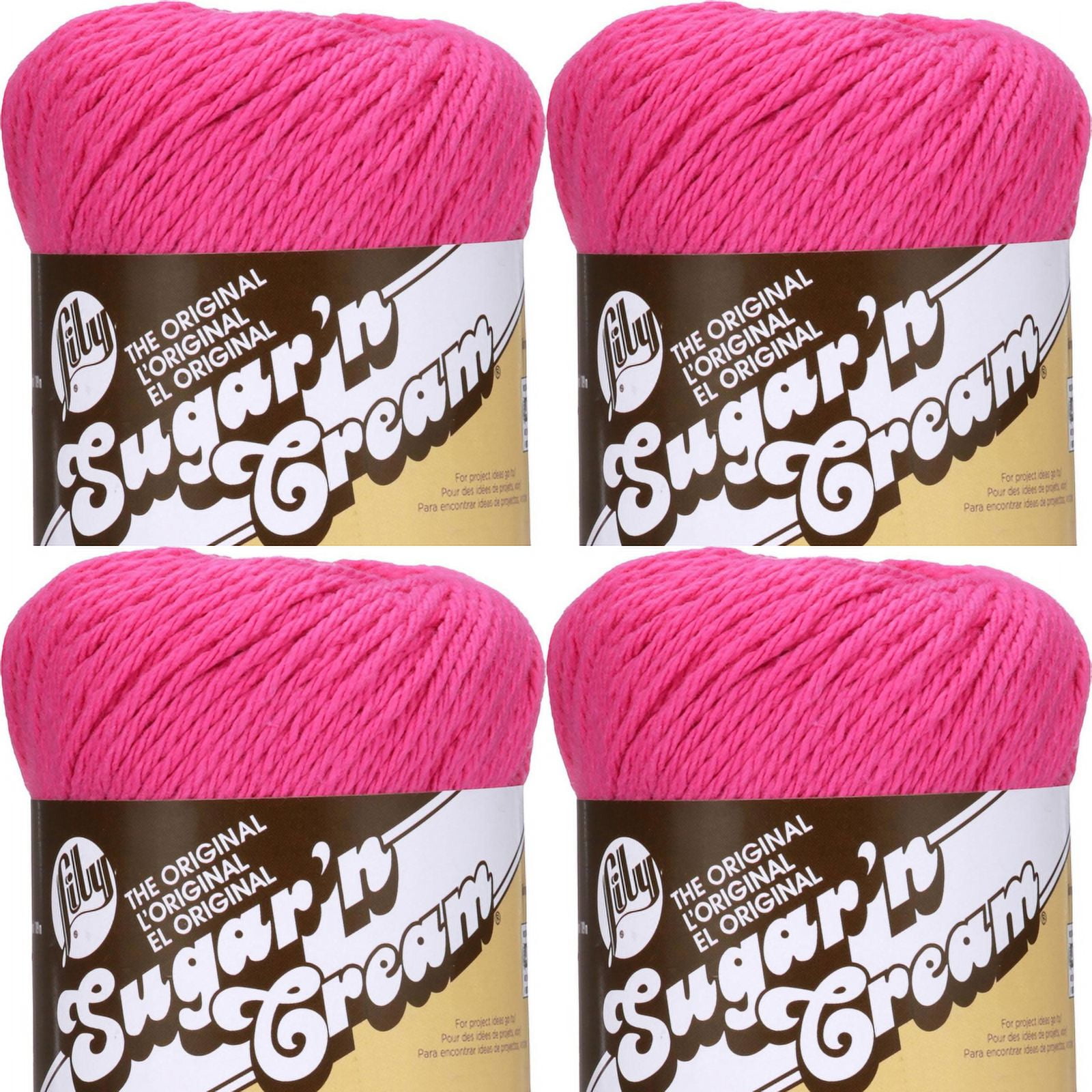 Spinrite Lily Sugar'n Cream Yarn - Solids - Hot Pink, 1 Pack of 4 Piece ...