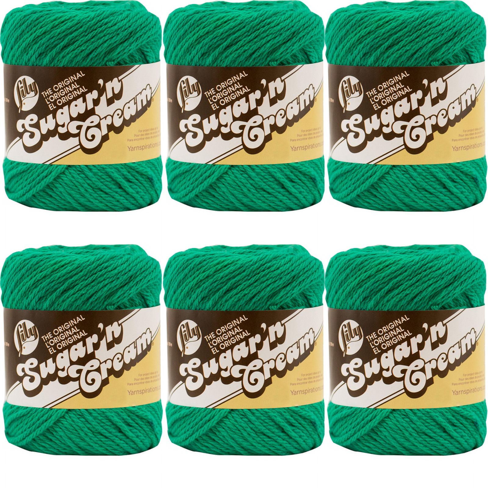 Spinrite Lily Sugar'n Cream Yarn - Solids - Mod Green, 1 Pack of 6 ...