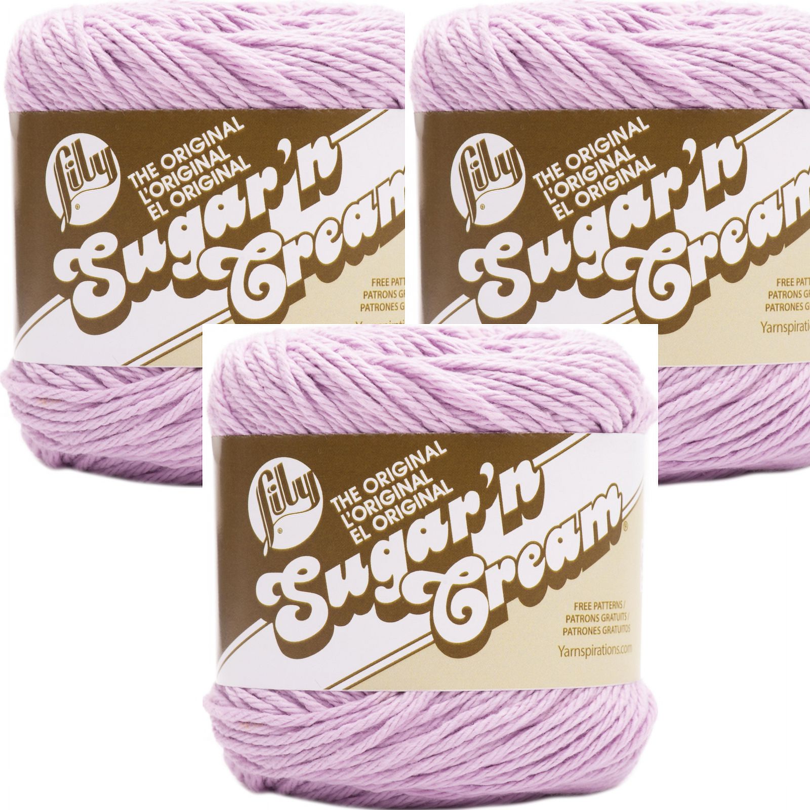 Spinrite Lily Sugar'n Cream Yarn - Solids - Orchid, 1 Pack of 3 Piece ...