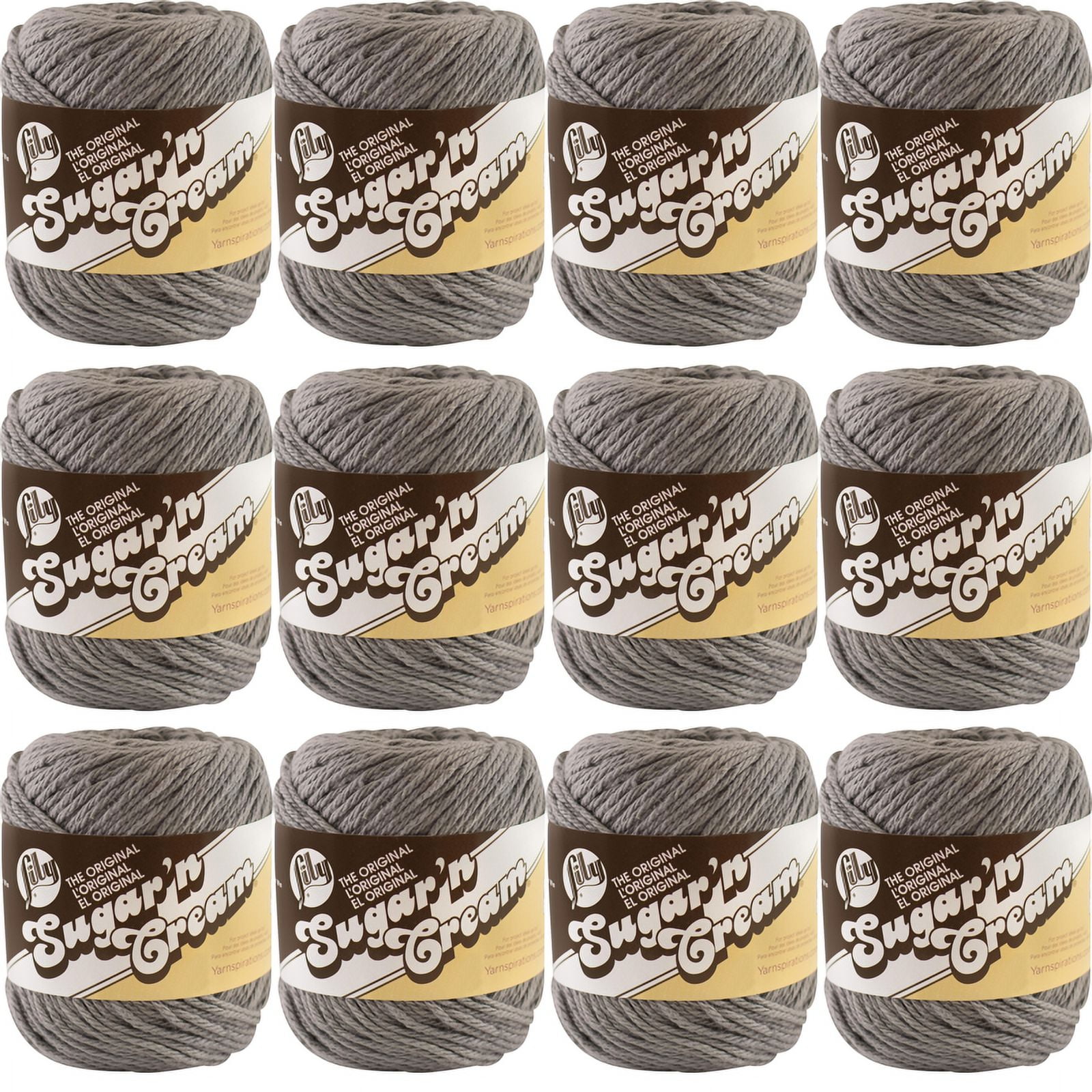 Spinrite Lily Sugar'n Cream Yarn - Solids - Overcast, 1 Pack of 12 ...