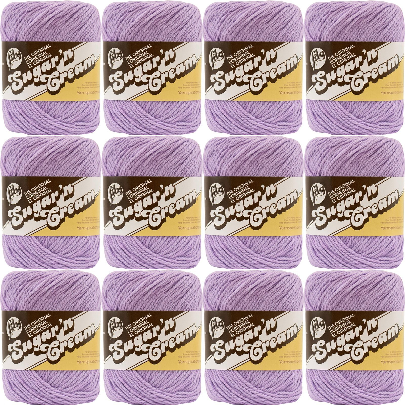 Spinrite Lily Sugar'n Cream Yarn, Solids - Soft Violet, 1 Pack of 12 ...