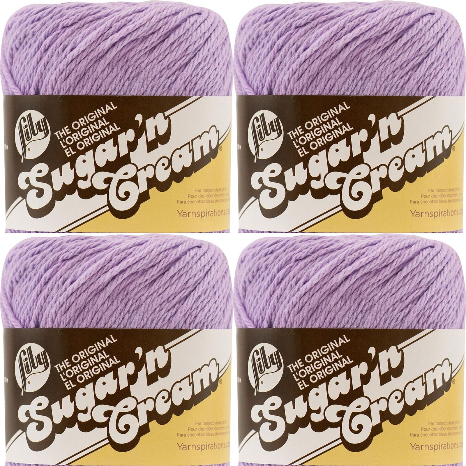 Spinrite Lily Sugar'n Cream Yarn, Solids - Soft Violet, 1 Pack of 4 ...