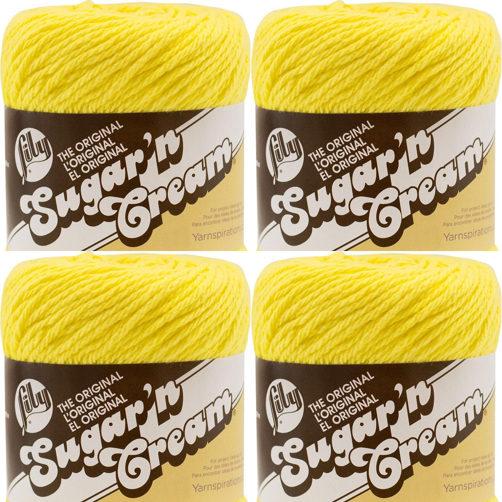 Spinrite Lily Sugar'n Cream Yarn - Solids - Sunshine, 1 Pack of 4 Piece ...