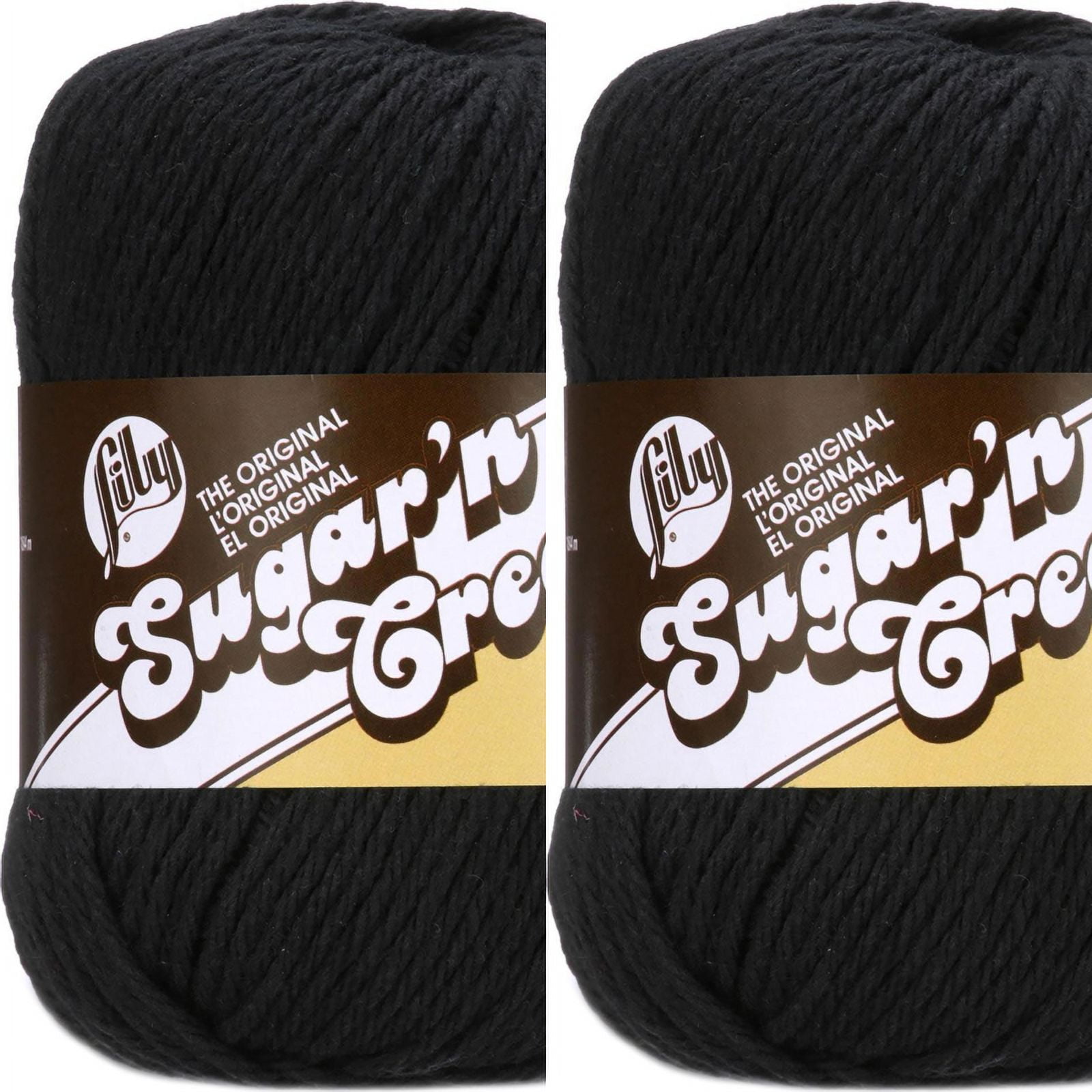 Spinrite Lily Sugar'n Cream Yarn - Solids Super Size-Black, 1 Pack of 2 ...