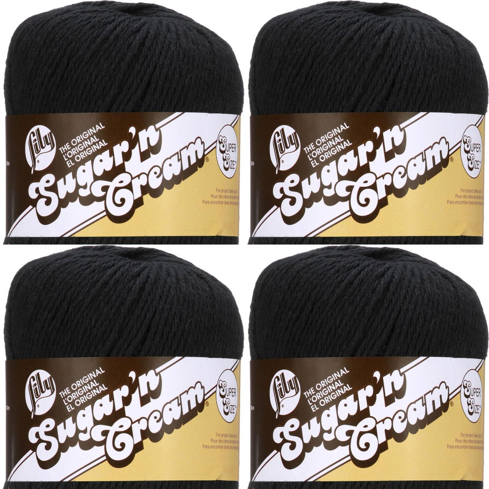 Spinrite Lily Sugar'n Cream Yarn - Solids Super Size - Black, 1 Pack of ...