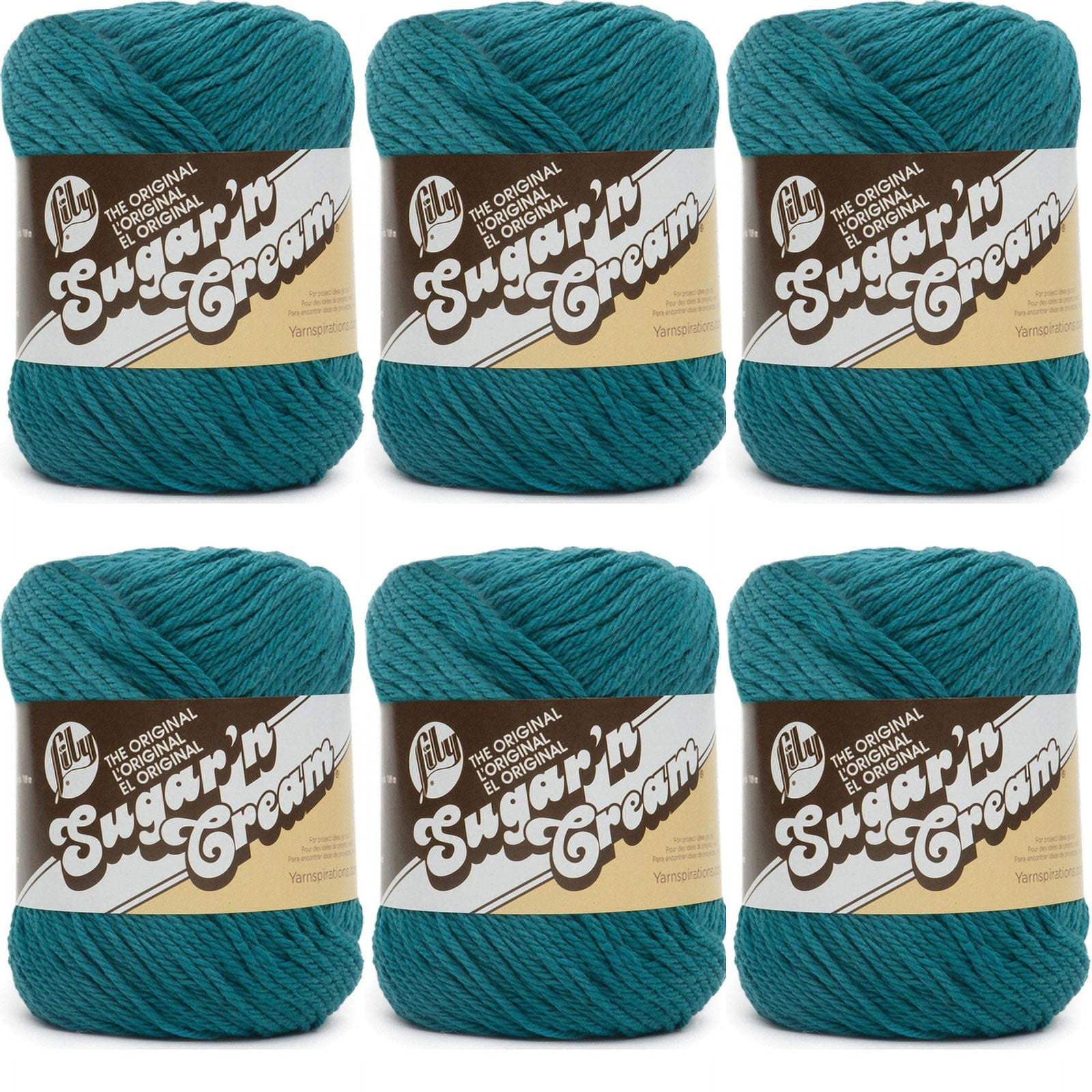 Spinrite Lily Sugar'n Cream Yarn, Solids Super Size - Teal, 1 Pack of 6 ...