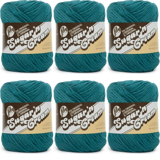 Spinrite Lily Sugar'n Cream Yarn, Solids Super Size - Teal, 1 Pack of 6 ...