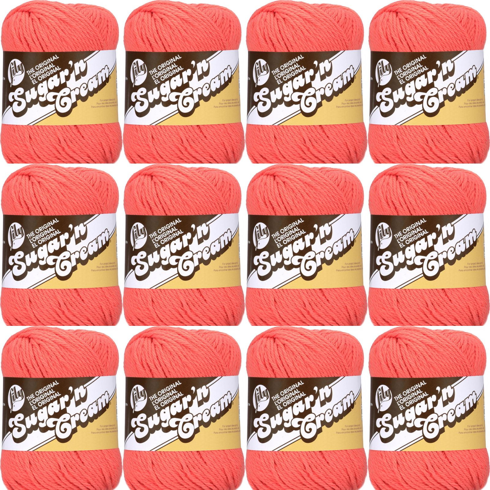 Spinrite Lily Sugar'n Cream Yarn - Solids - Tangerine, 1 Pack of 12 ...