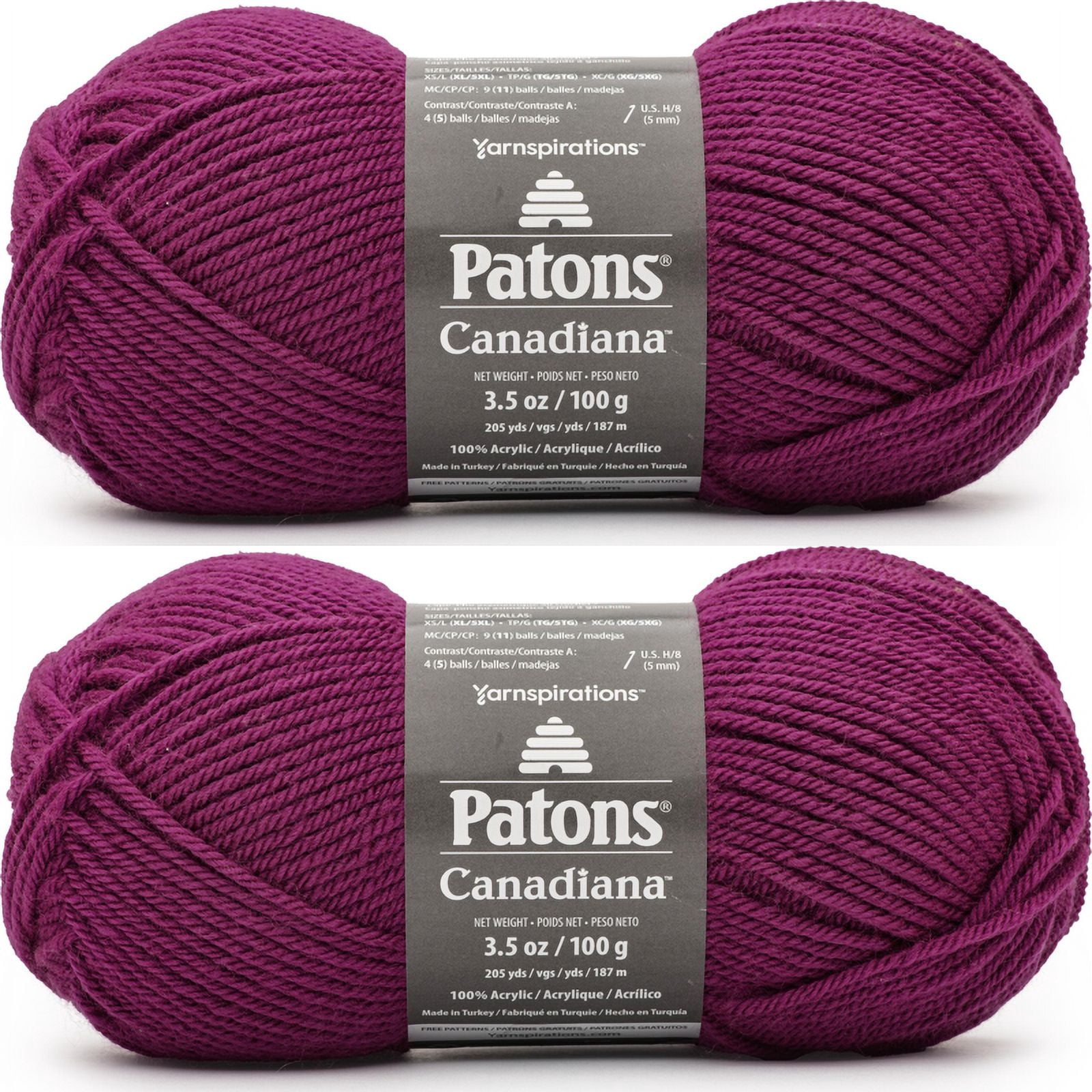 Spinrite Patons Canadiana Yarn - Solids - Fuchsia, 1 Pack of 2 Piece ...