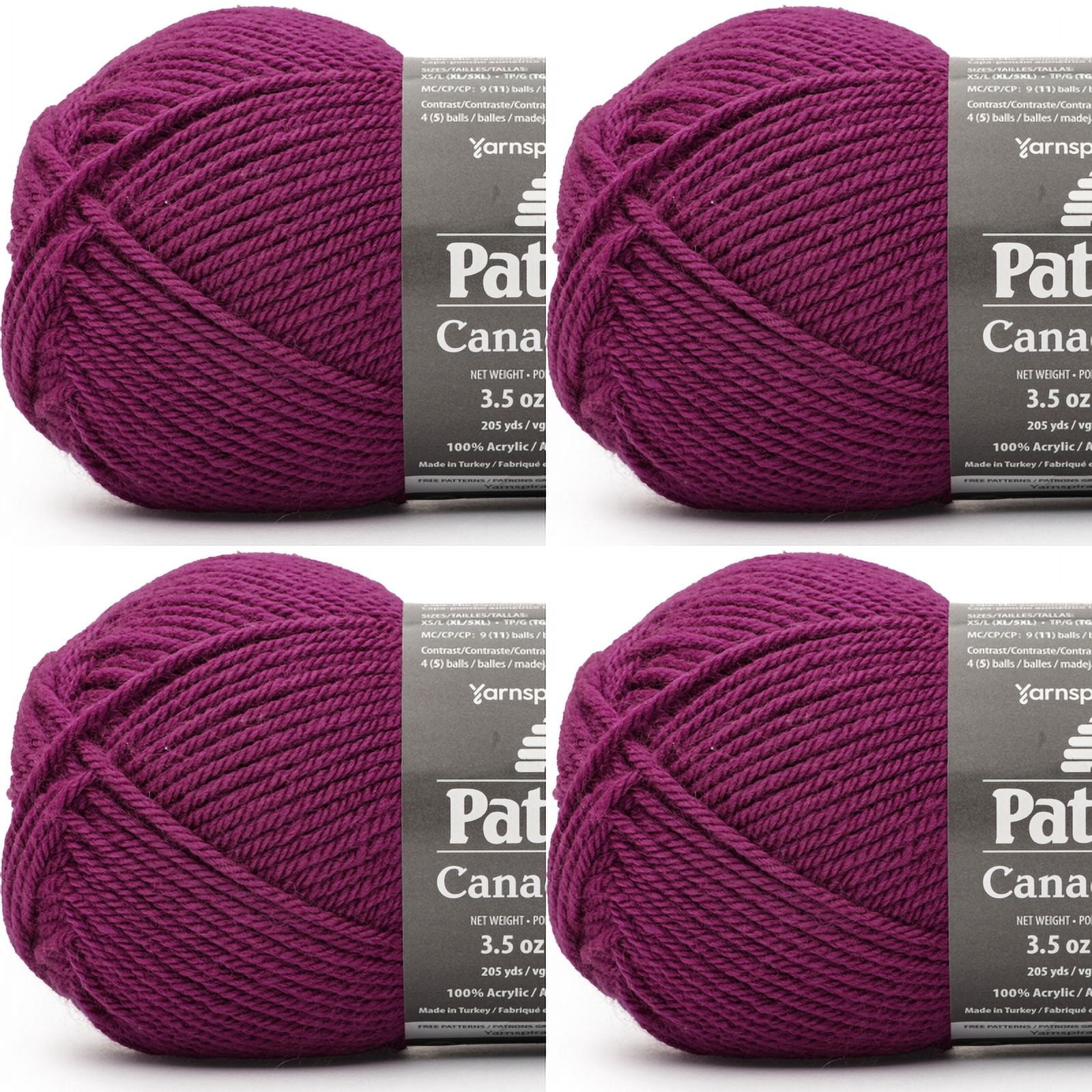 Spinrite Patons Canadiana Yarn - Solids - Fuchsia, 1 Pack of 4 Piece ...