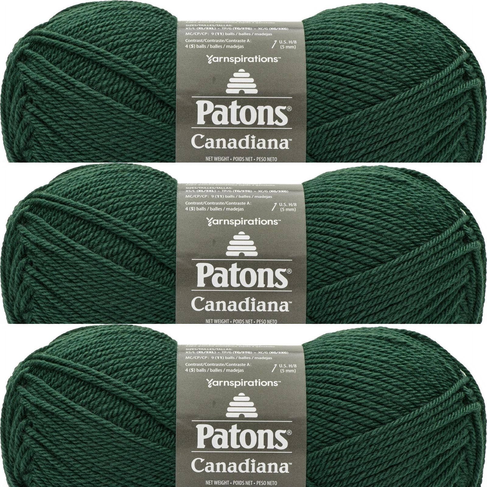 Spinrite Patons Canadiana Yarn - Solids - Ivy, 1 Pack of 3 Piece ...