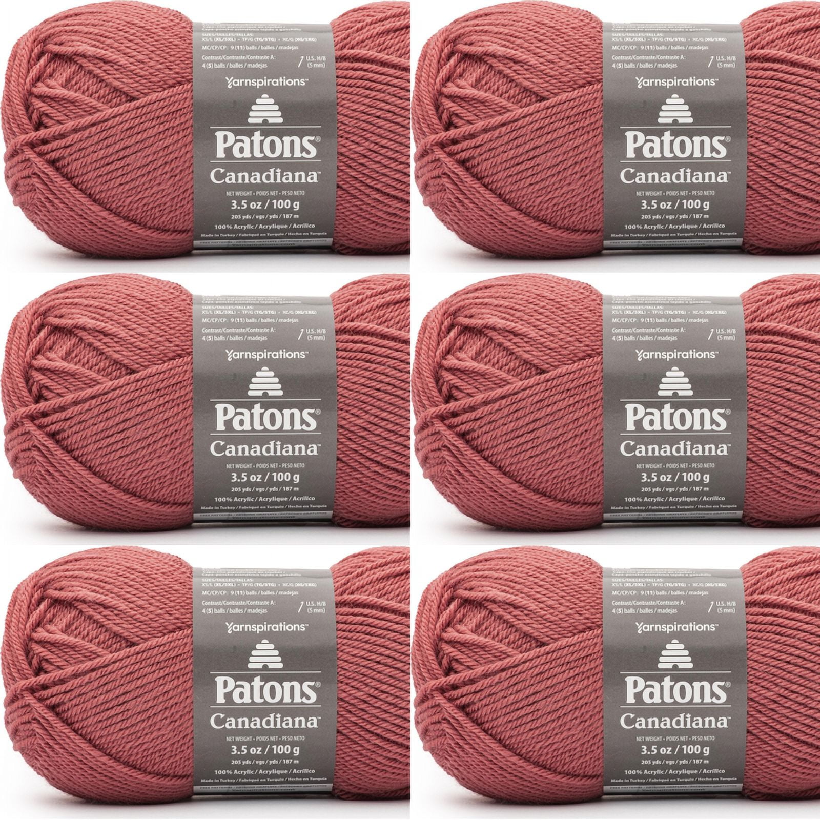 Spinrite Patons Canadiana Yarn - Solids - Rosette, 1 Pack of 6 Piece ...