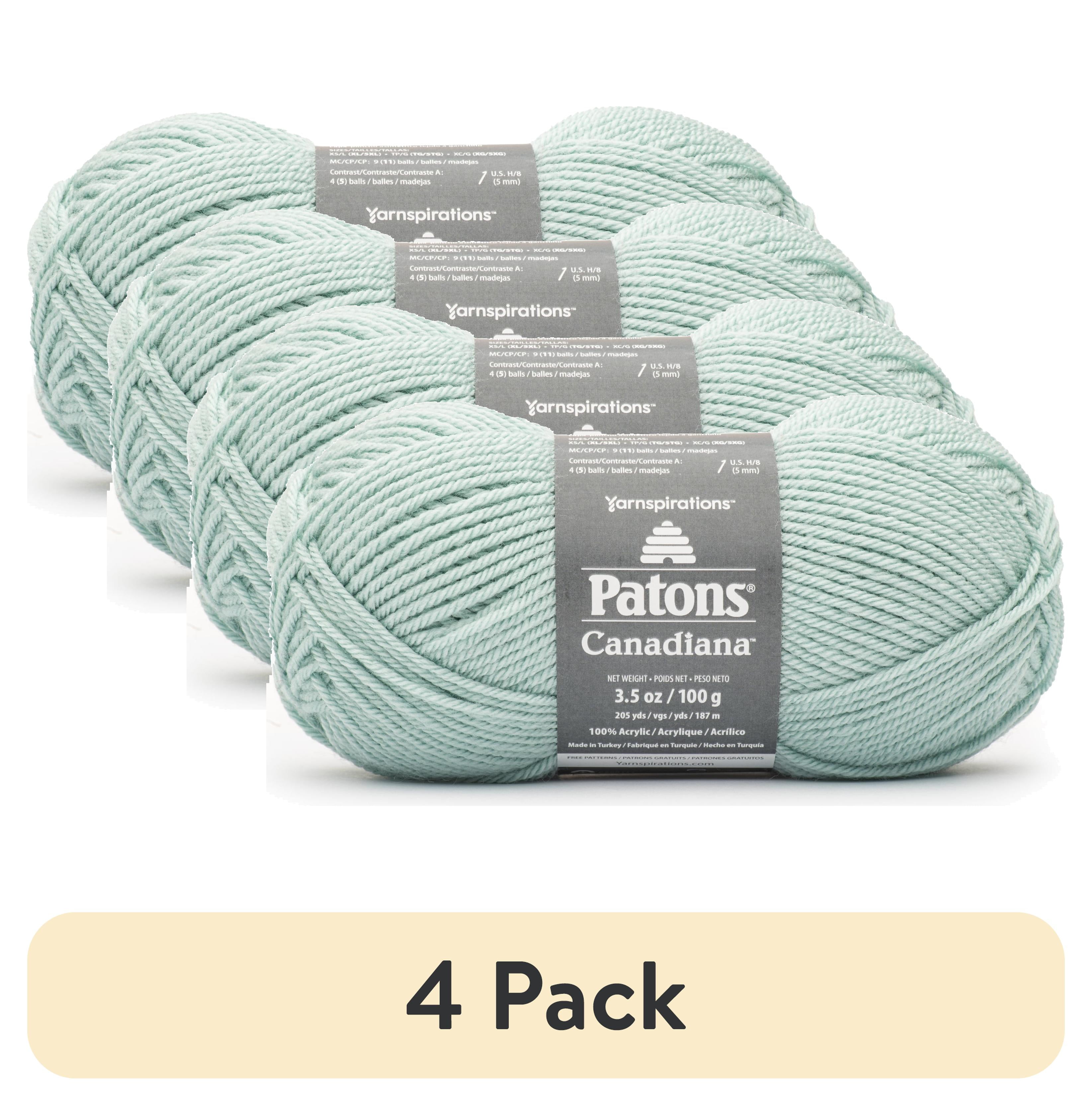 (4 pack) Spinrite Patons Canadiana Yarn - Solids-Sea Glass - Walmart.com