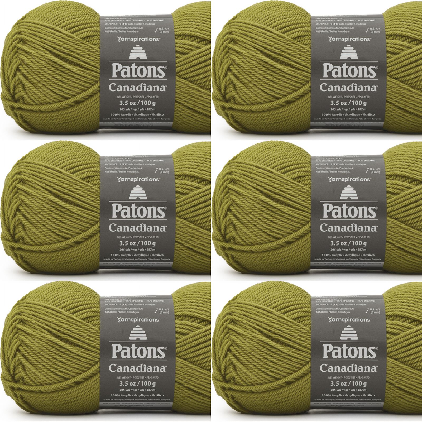 Spinrite Patons Canadiana Yarn - Solids - Spring Green, 1 Pack of 6 ...