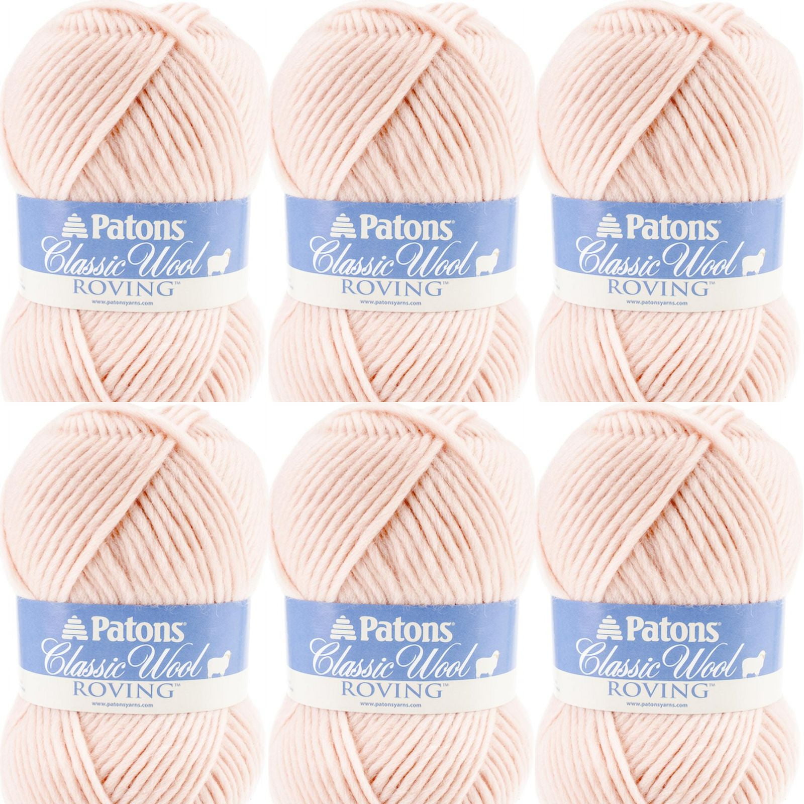 Spinrite Patons Classic Wool Roving Yarn - Pale Blush, 1 Pack of 6 ...