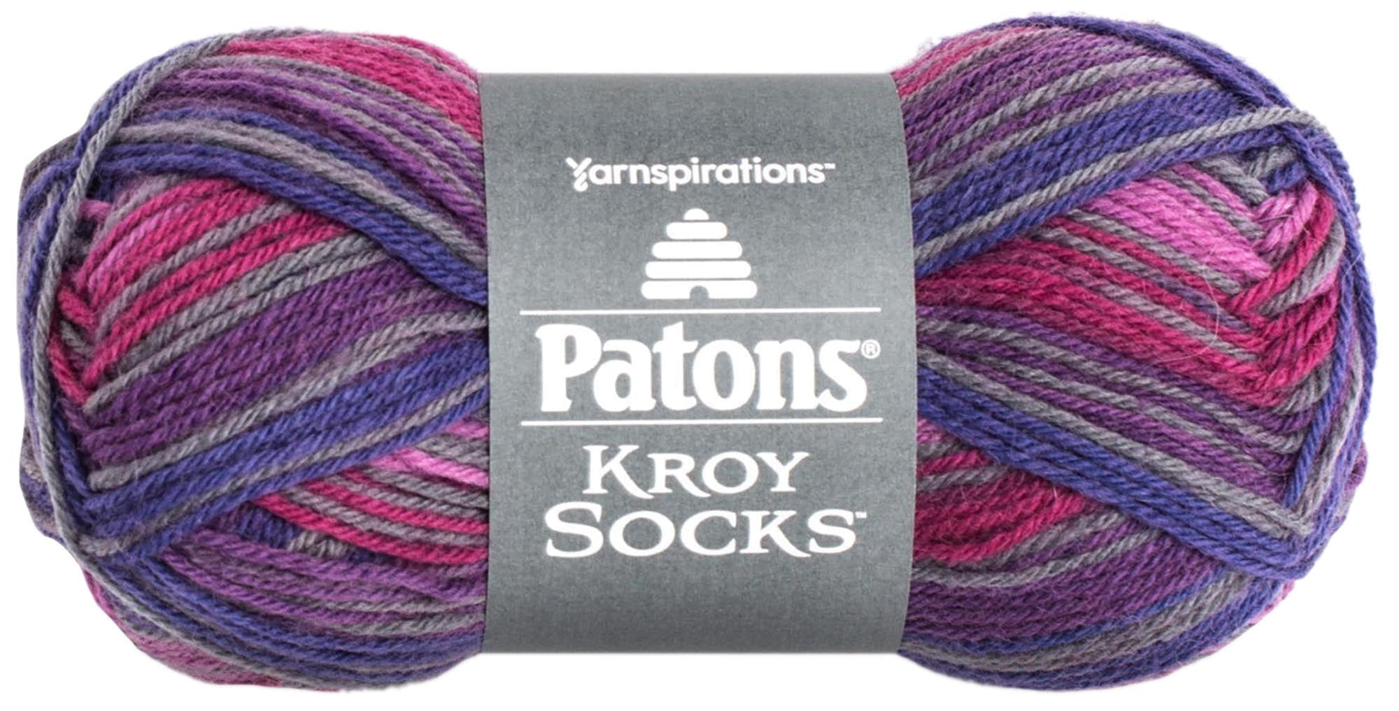 Spinrite Patons Kroy Socks Yarn-Purple Haze Stripes, 1 Pack of 2 Skein ...