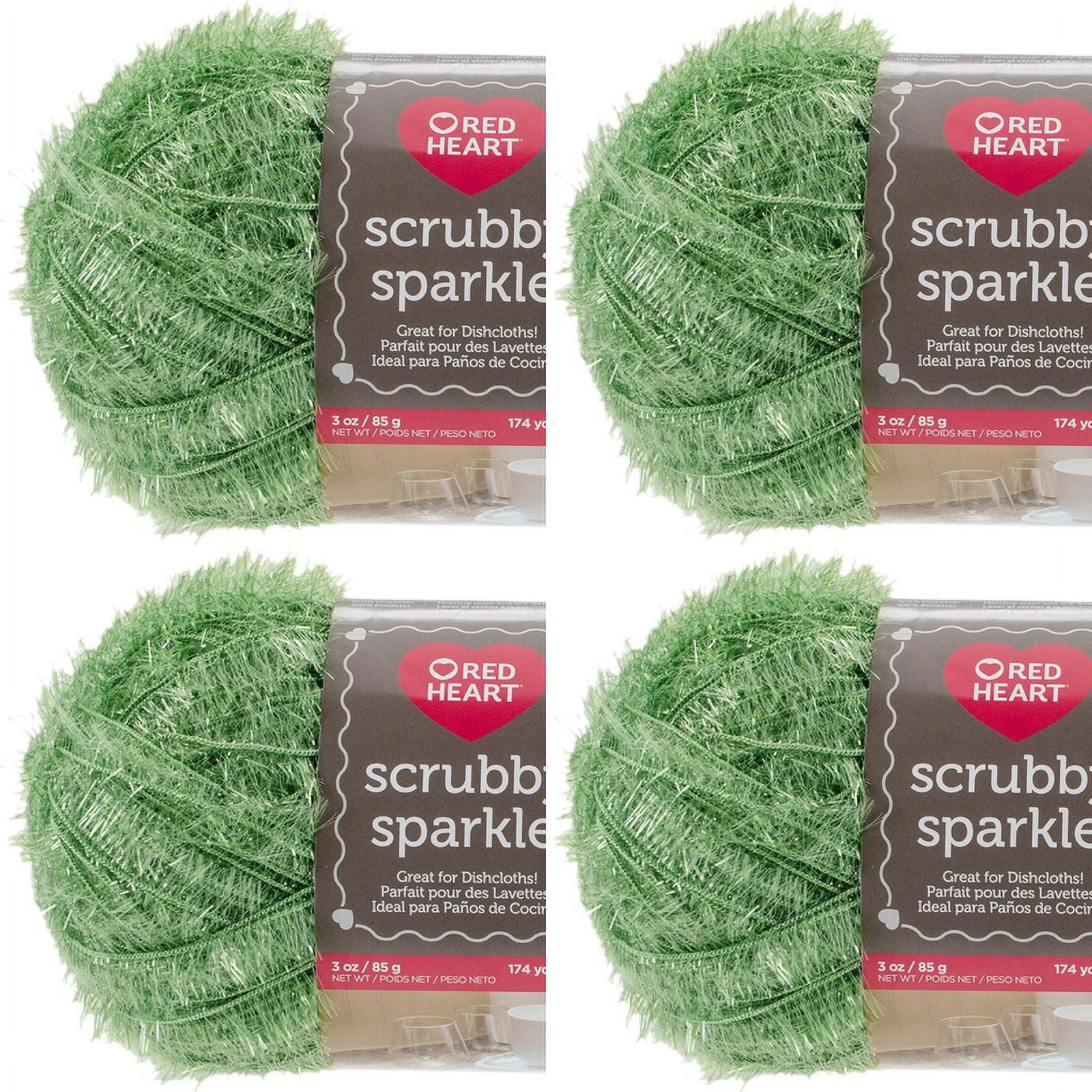 Spinrite Red Heart Scrubby Sparkle Yarn - Avocado, 1 Pack of 4 Piece ...