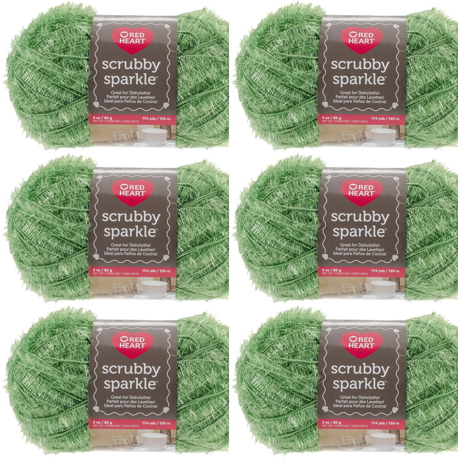 Spinrite Red Heart Scrubby Sparkle Yarn - Avocado, 1 Pack of 6 Piece ...