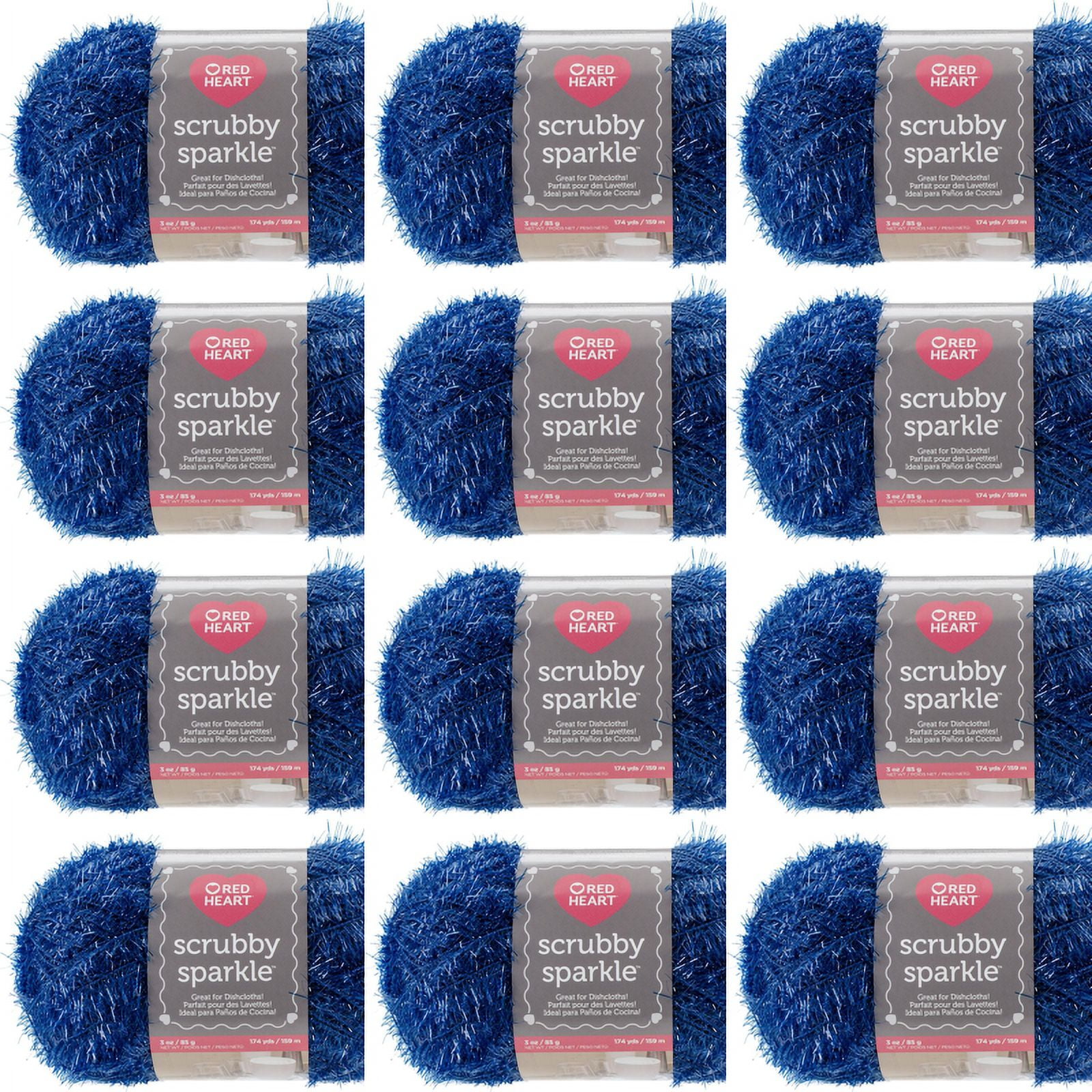 Spinrite Red Heart Scrubby Sparkle Yarn - Blueberry, 1 Pack of 12 Piece ...