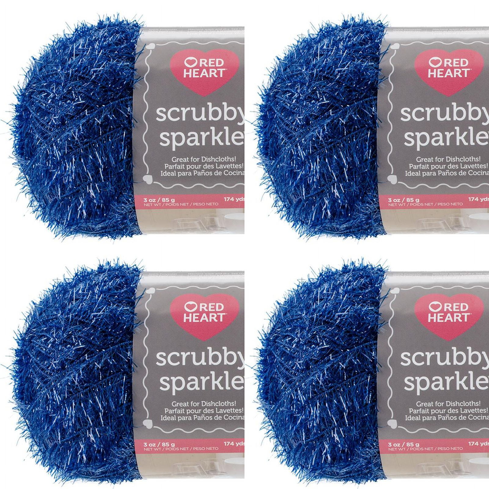 Spinrite Red Heart Scrubby Sparkle Yarn - Blueberry, 1 Pack of 4 Piece ...