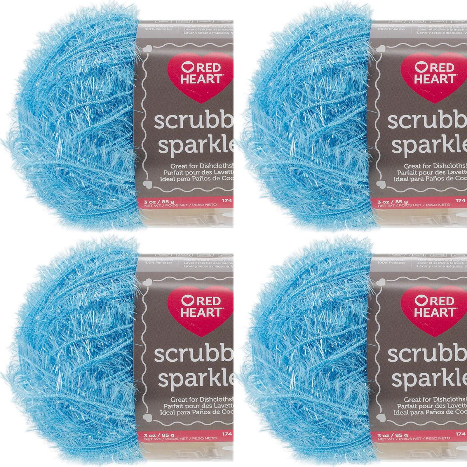 Spinrite Red Heart Scrubby Sparkle Yarn - Icepop, 1 Pack of 4 Piece ...