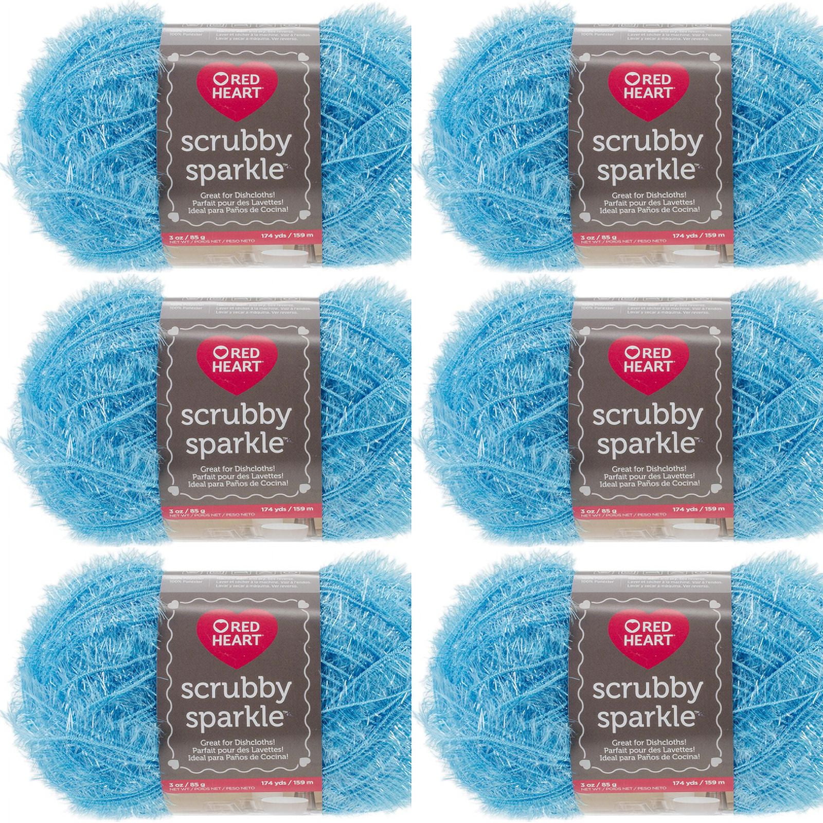 Spinrite Red Heart Scrubby Sparkle Yarn - Icepop, 1 Pack of 6 Piece ...