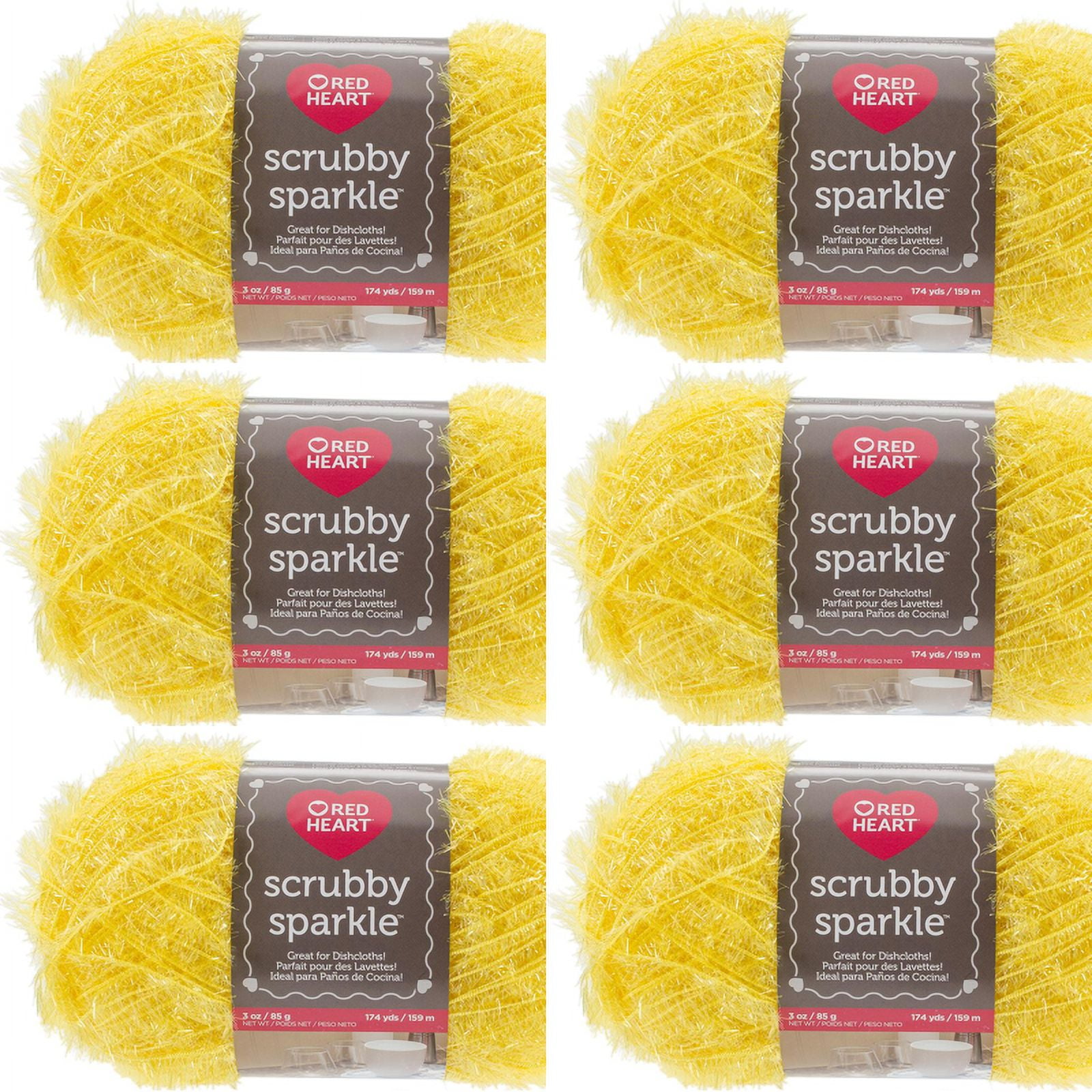 Spinrite Red Heart Scrubby Sparkle Yarn - Lemon, 1 Pack of 6 Piece ...