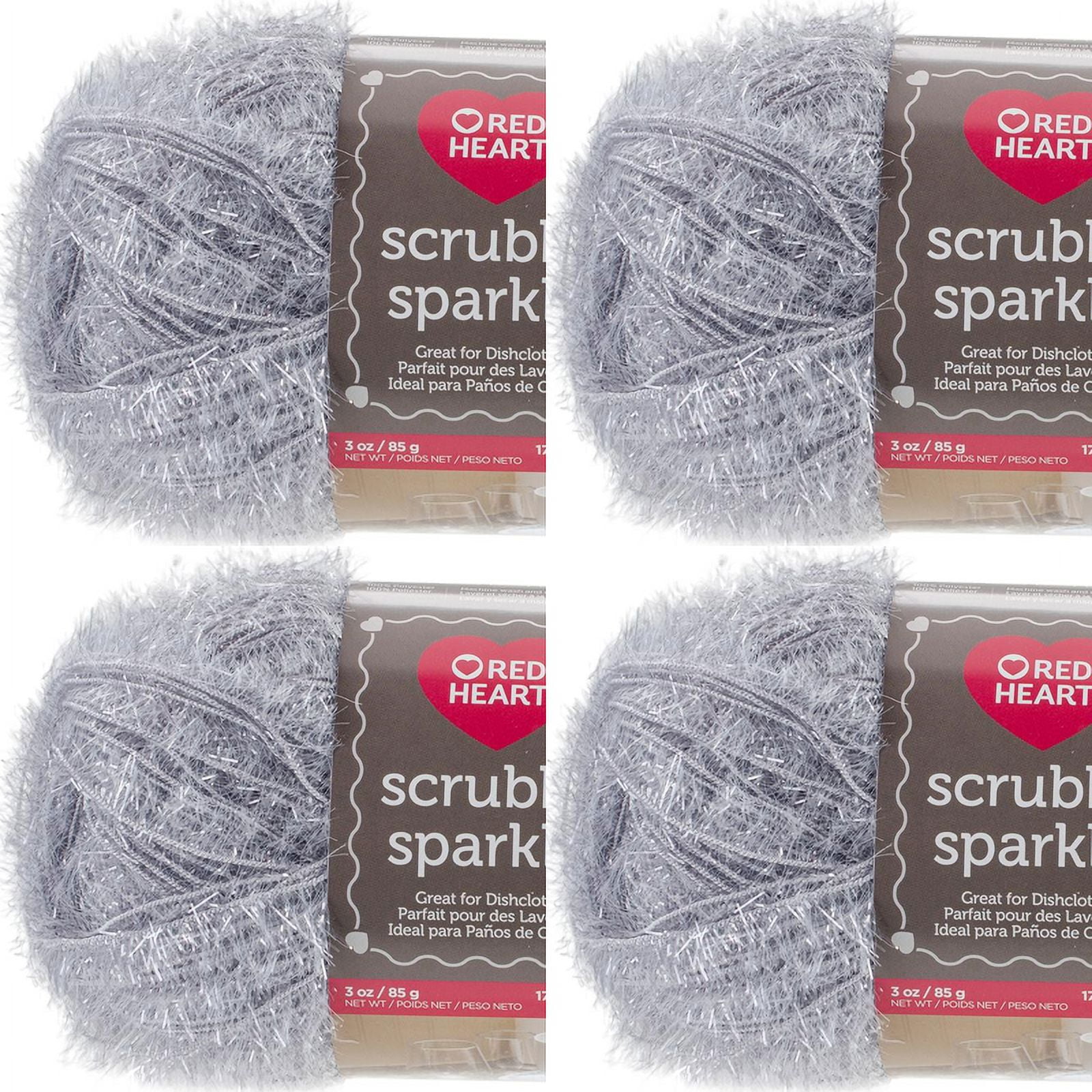 Spinrite Red Heart Scrubby Sparkle Yarn - Oyster, 1 Pack of 4 Piece ...