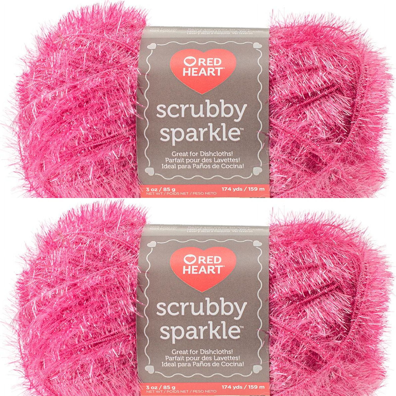 Spinrite Red Heart Scrubby Sparkle Yarn - Watermelon, 1 Pack of 2 Piece ...
